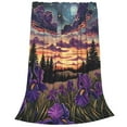 Bixox Fleece Blanket Starry Night Purple Irises Pattern Super Soft ...