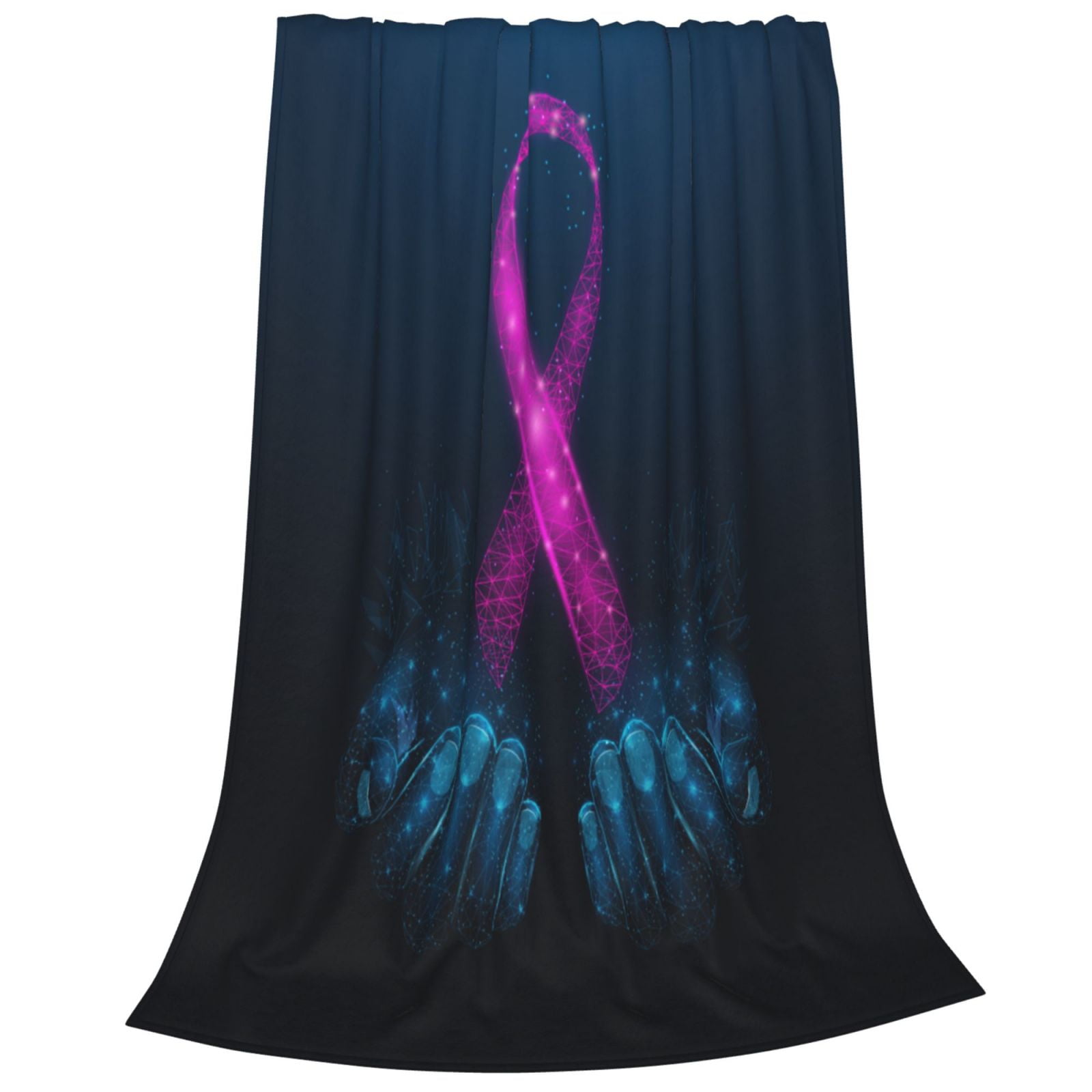 Bixox Fleece Blanket Two Human Hands are Holds Pink Ribbon Awareness ...