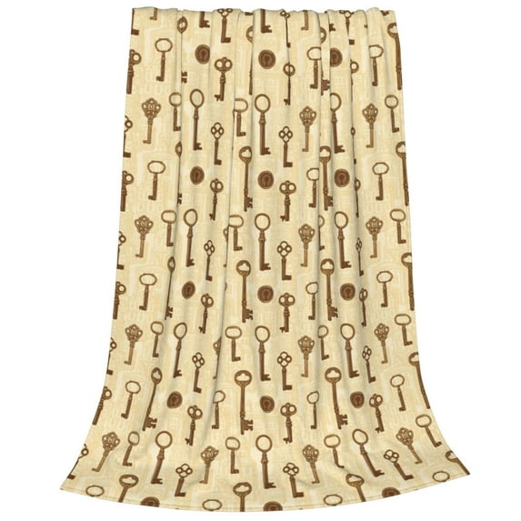 Bixox Fleece Blanket Vintage Keys Pattern Super Soft Double-Sided ...