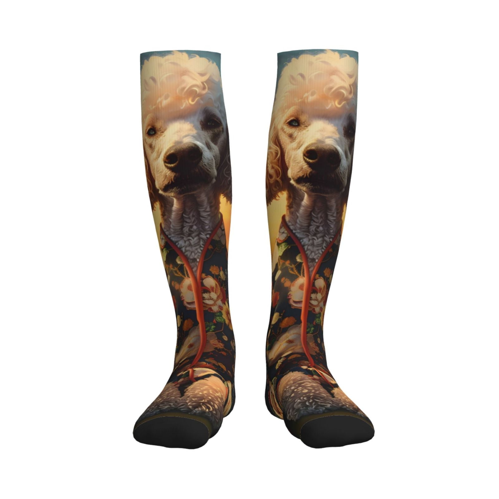 Bixox Flower Field Poodle Print Compression Socks,Compression Socks ...