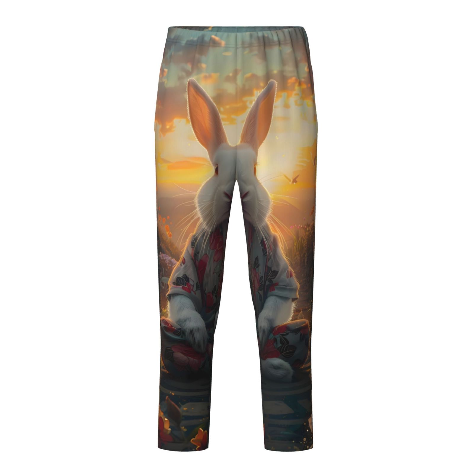 Bixox Flower Meditating Rabbit Print Boys Pajama Pants Sleep Pants Soft ...