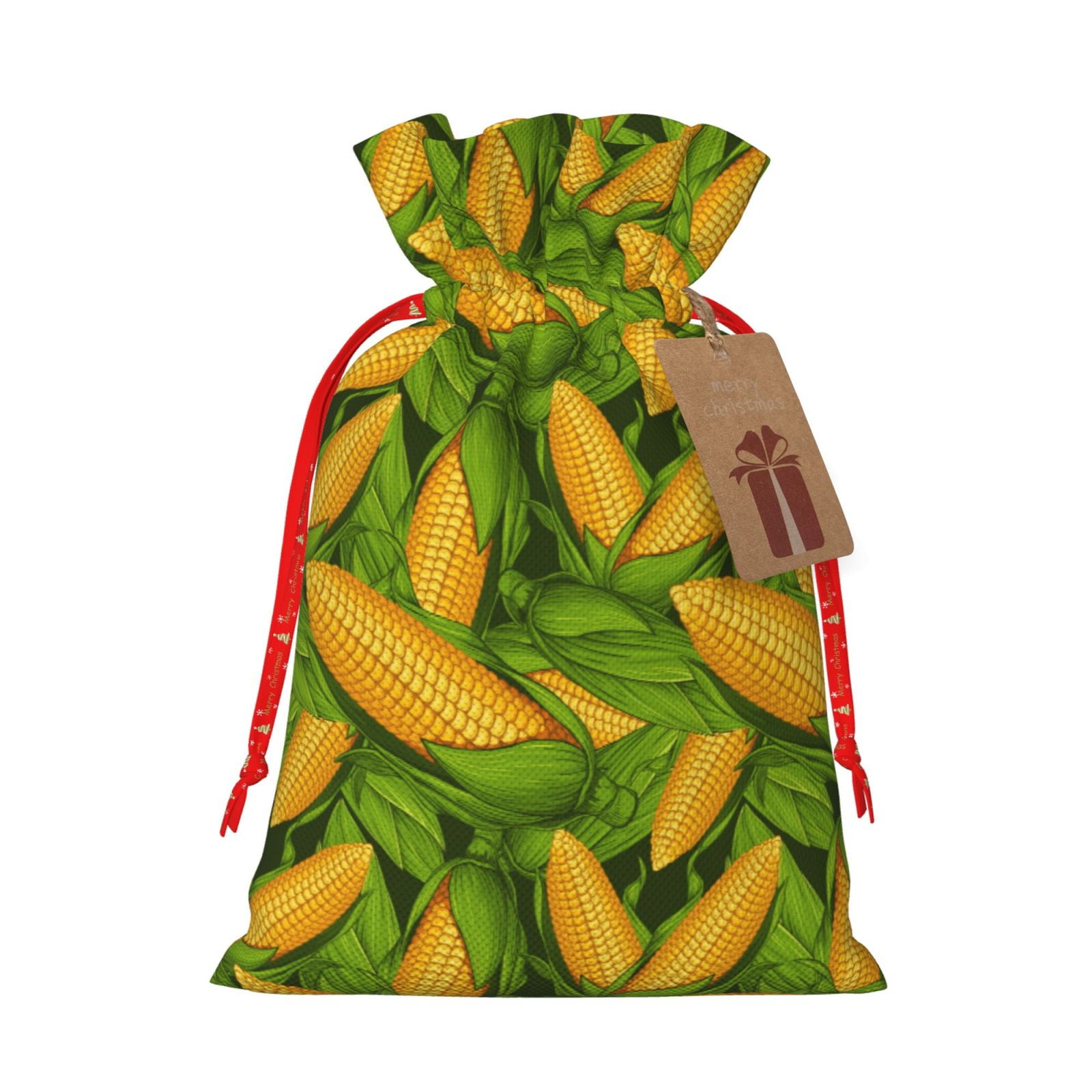 Bixox Fresh Corn 1 Print Christmas Burlap Gift Bags with Drawstring Christmas Gift Bags Claus ...