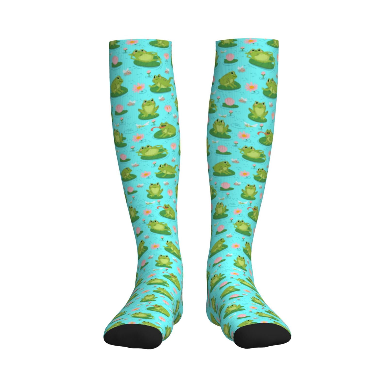 Bixox Frogs And Aquatic Plants Print Compression Socks,Compression ...