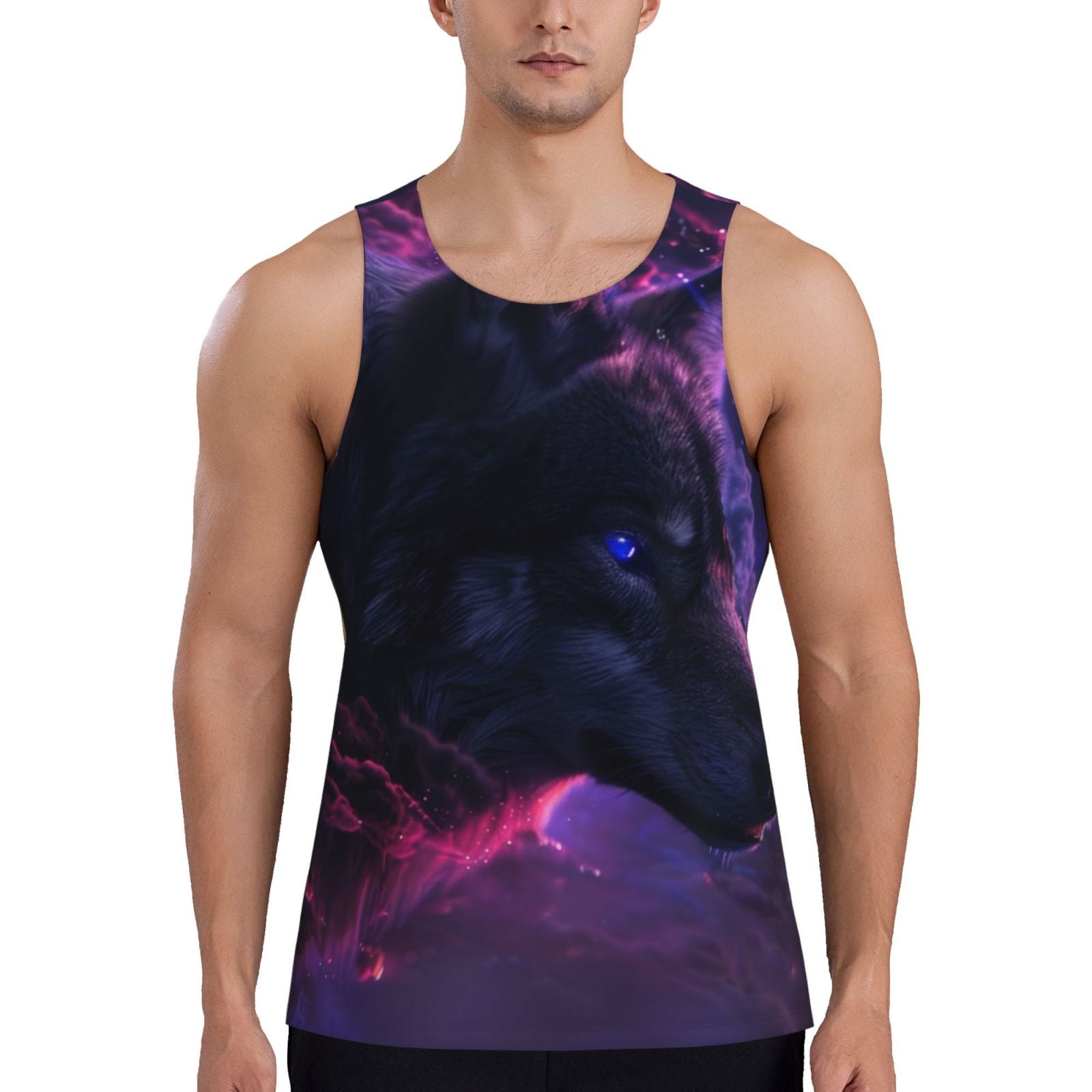 Bixox Galactic Wolf Stare Pattern Men's Gym Tank Tops Workout ...