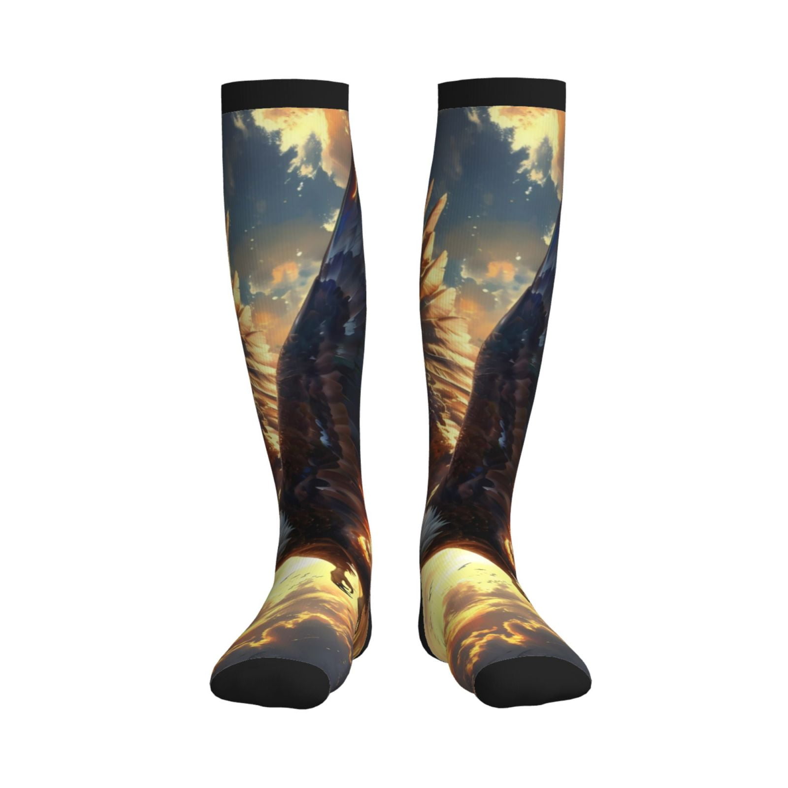 Bixox Golden Sky Bald Eagle Print Compression Socks,Compression Socks ...