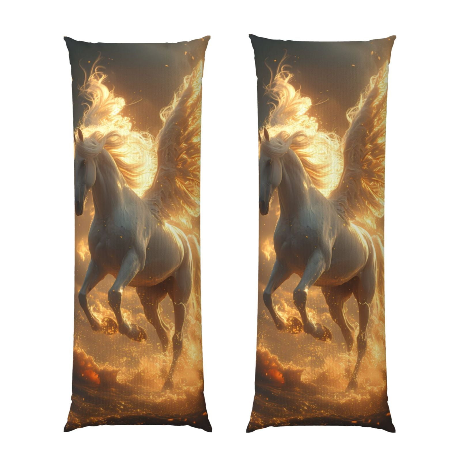 Bixox Golden Winged White Horse Print Body Pillow Cover with Zipper ...