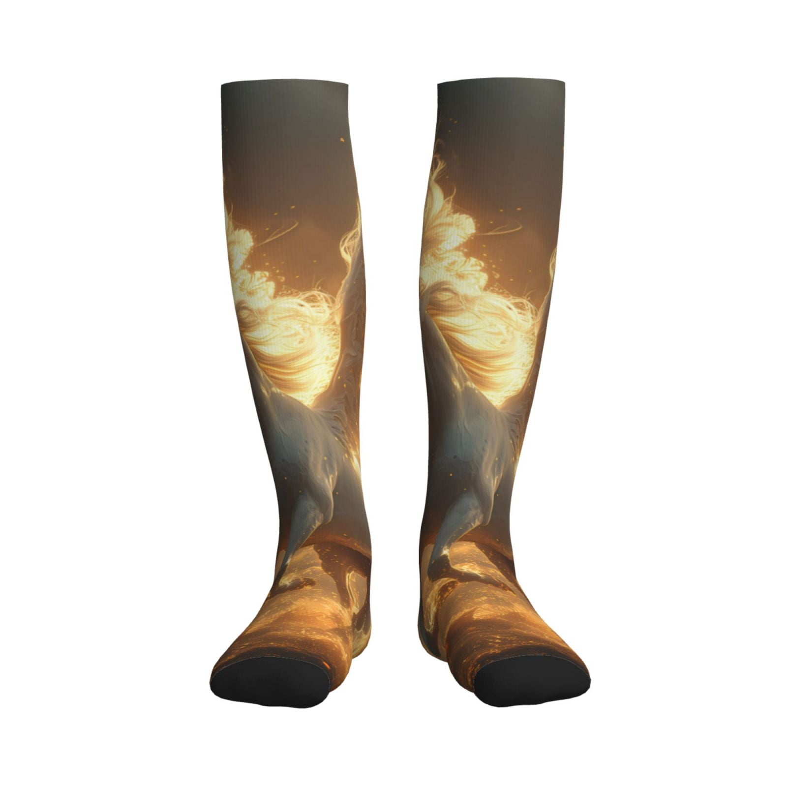 Bixox Golden Winged White Horse Print Compression Socks,Compression ...