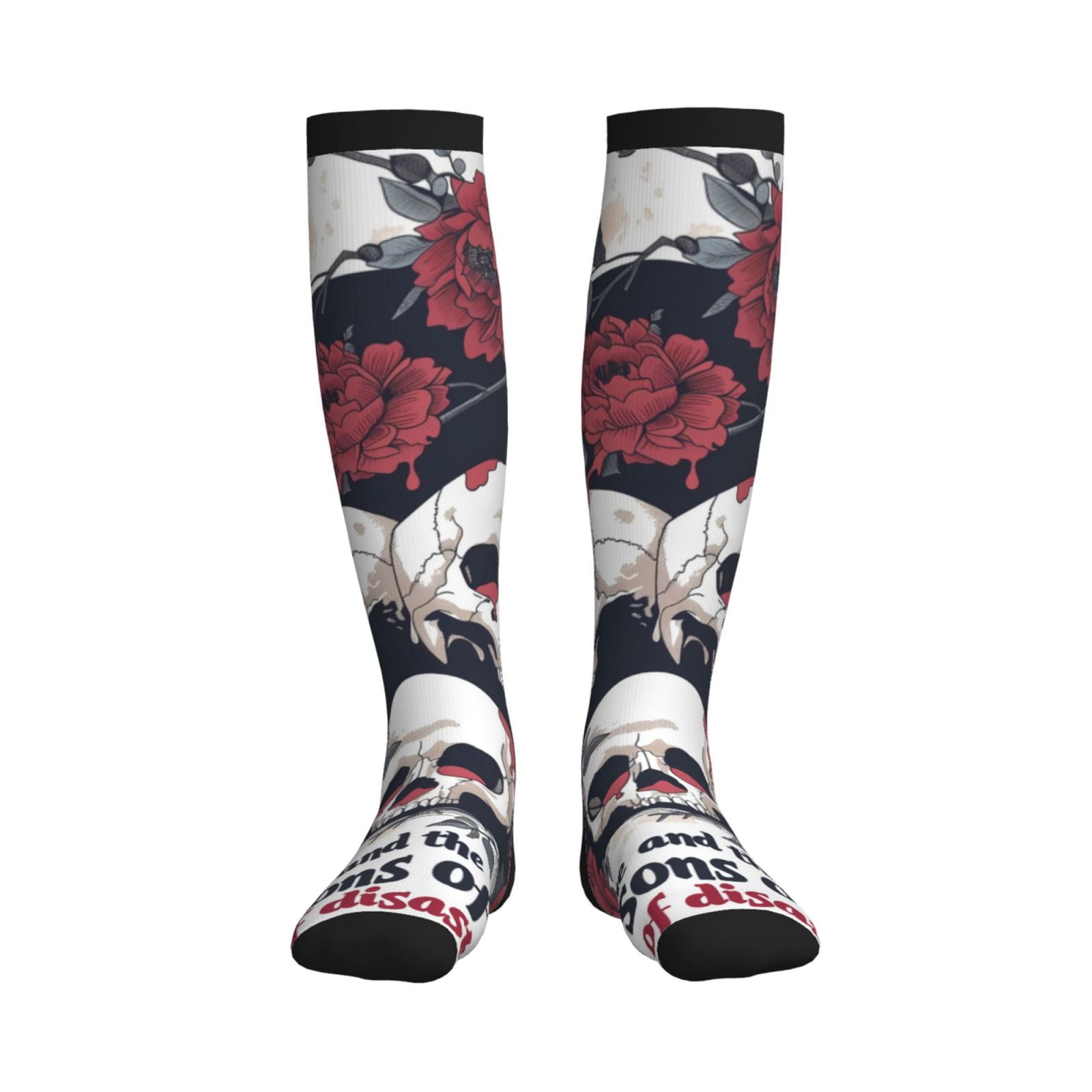 Bixox Gothic Skulls And Roses Print Compression Socks,Compression Socks ...