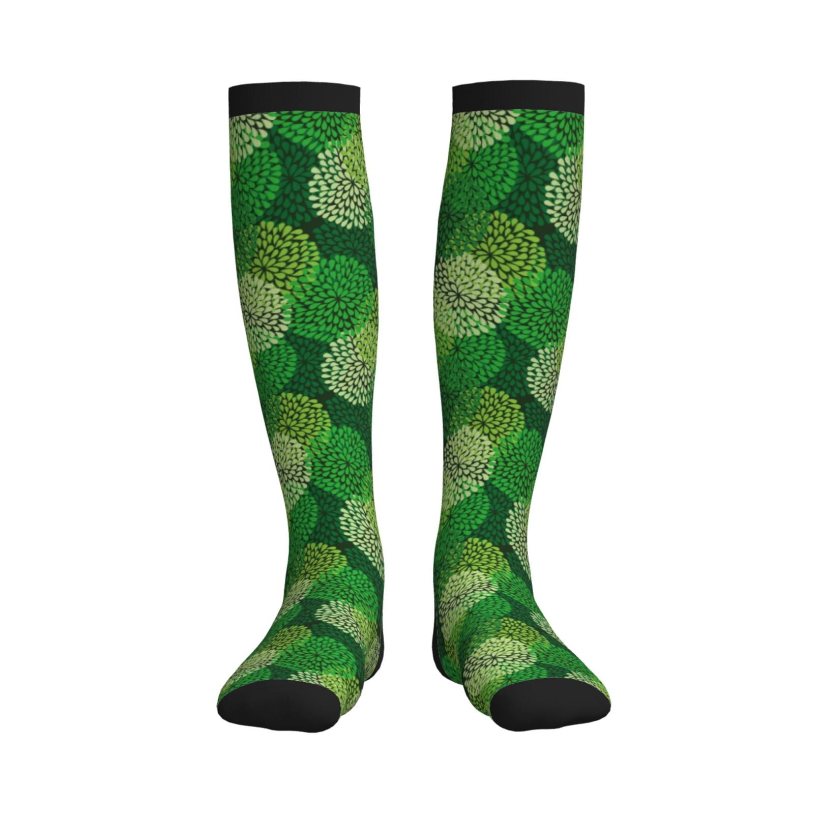 Bixox Green Flower Print Compression Socks,Compression Socks Women ...