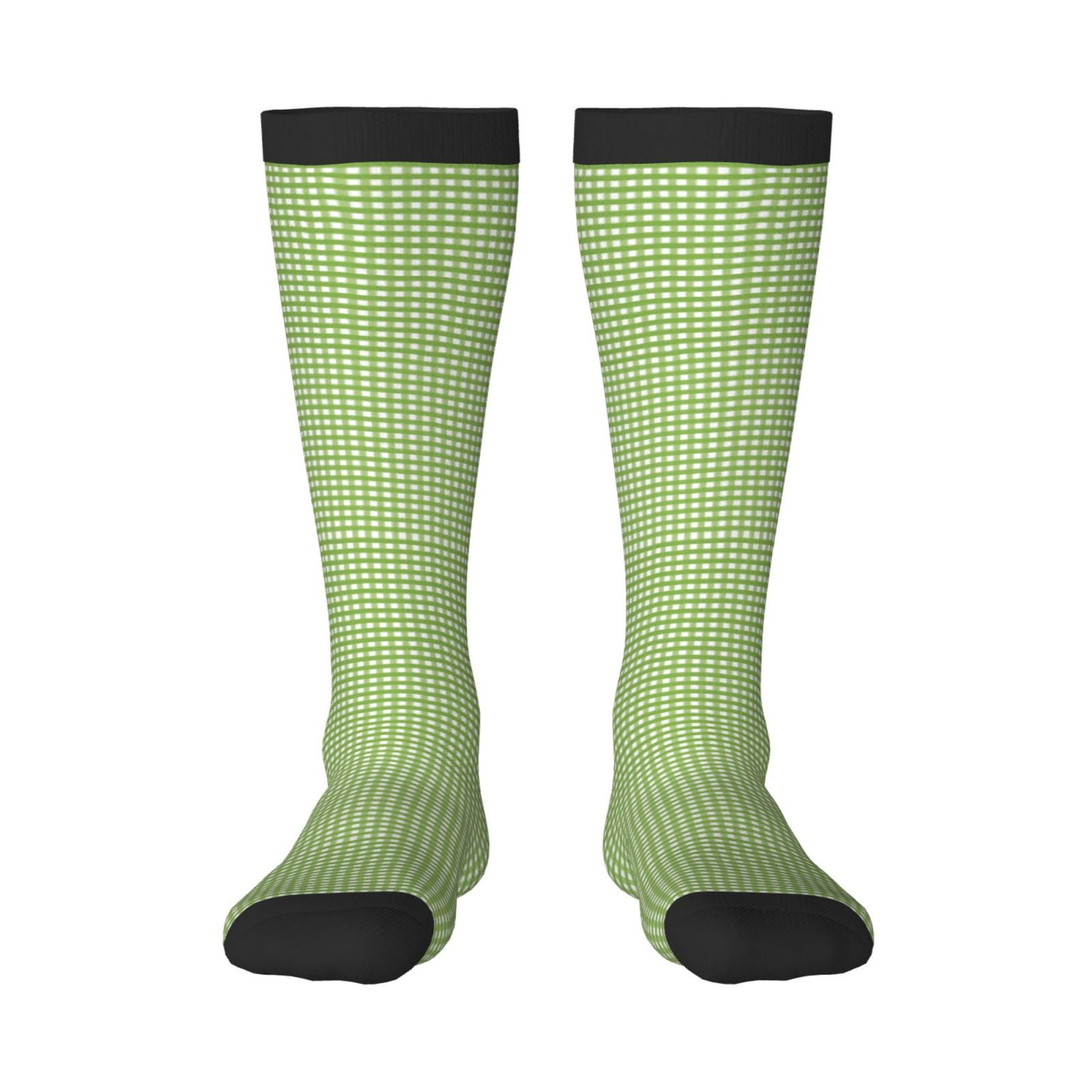 Bixox Green Gingham Patterned Men's and Women's Knee Socks High Socks ...