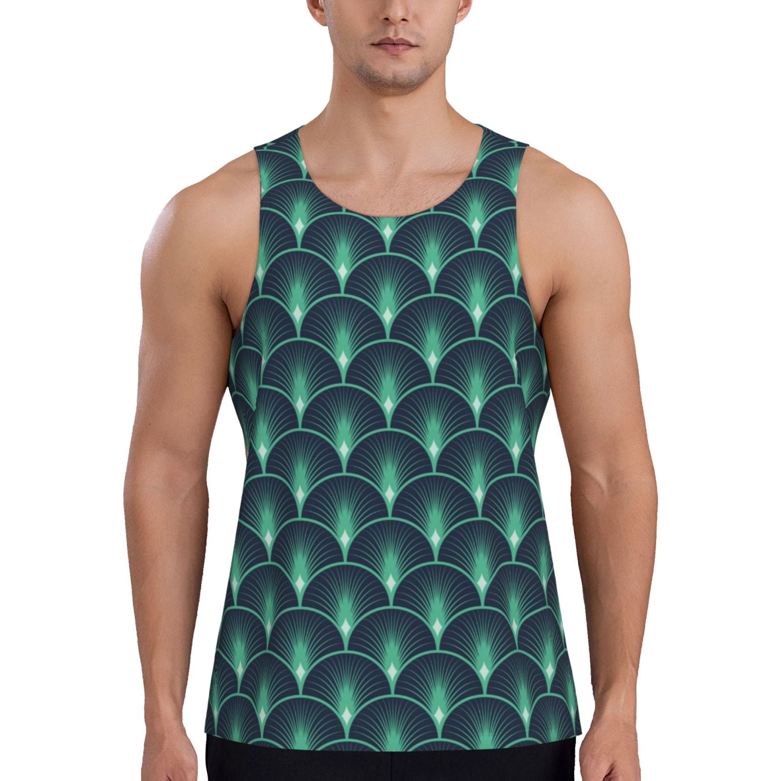Bixox Green Vintage Peacock Pattern Men's Gym Tank Tops Workout ...