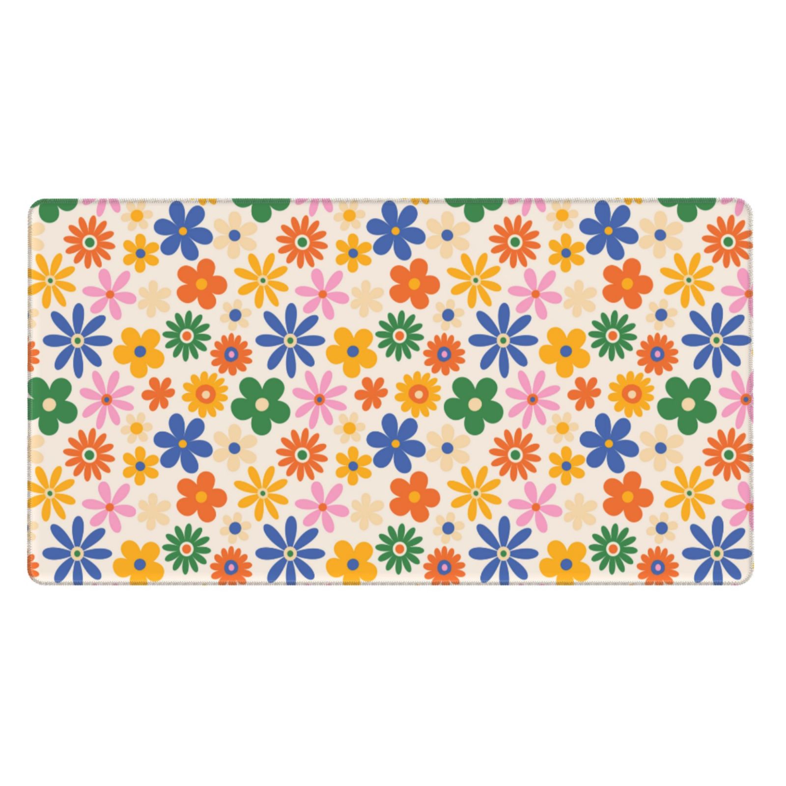 Bixox Groovy Daisy Flowers Pattern Gaming Mouse Pad with Stitched Edges ...