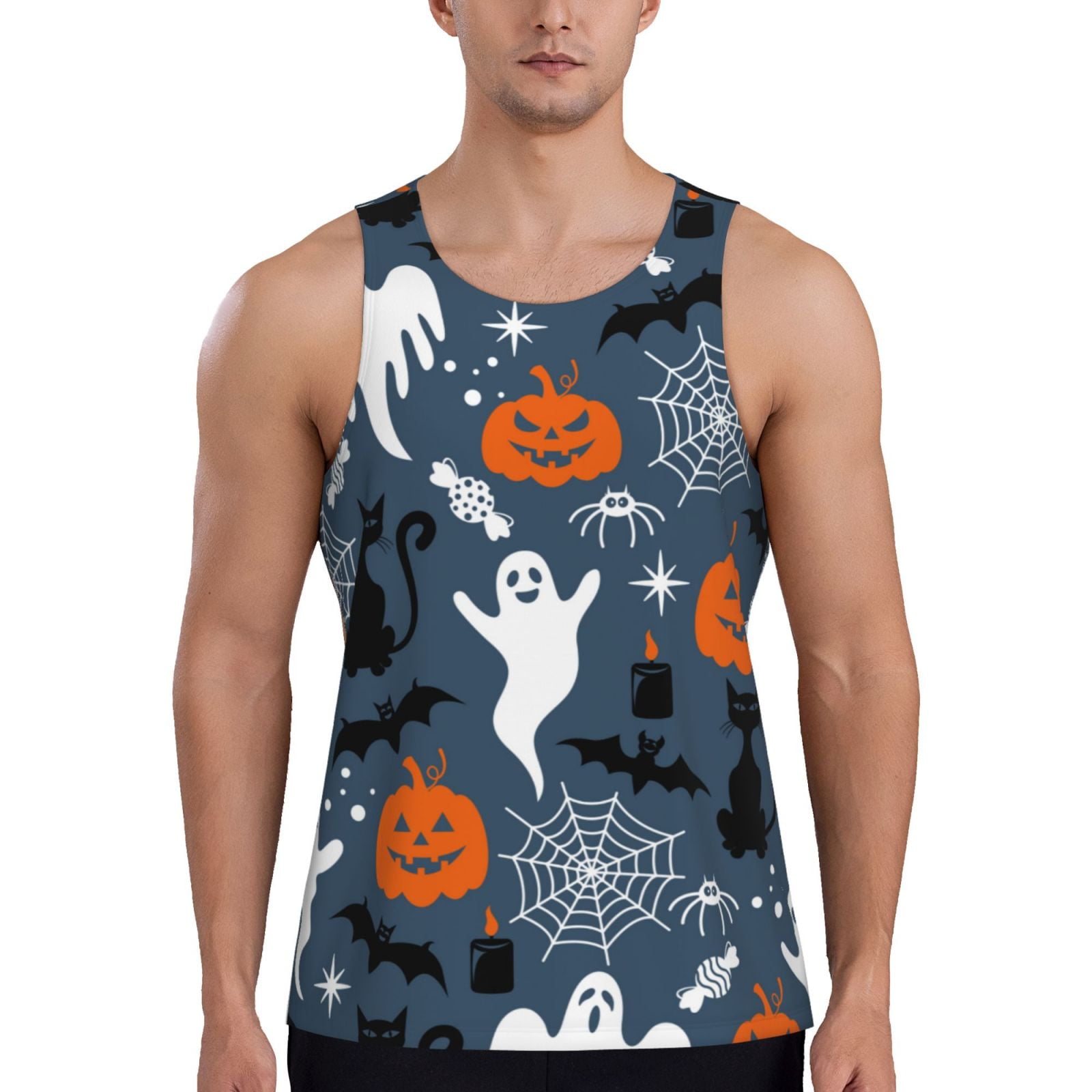 Bixox Halloween Pattern Men's Gym Tank Tops Workout Sleeveless T-Shirts ...
