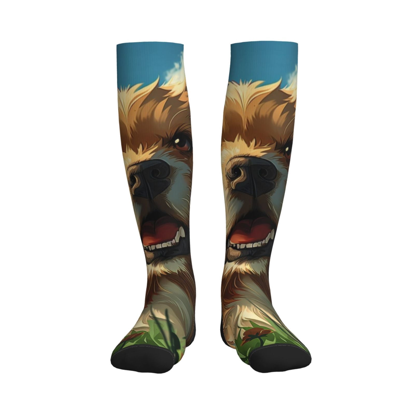 Bixox Happy Dog In Flower Field Print Compression Socks,Compression ...
