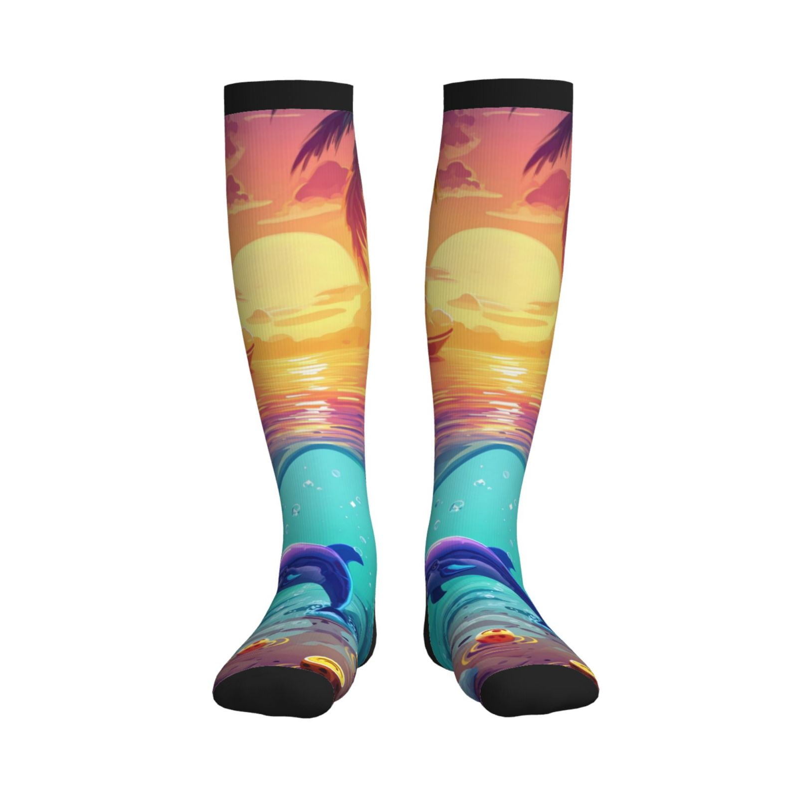Bixox Hawaiian Island Dolphin Print Compression Socks,Compression Socks ...