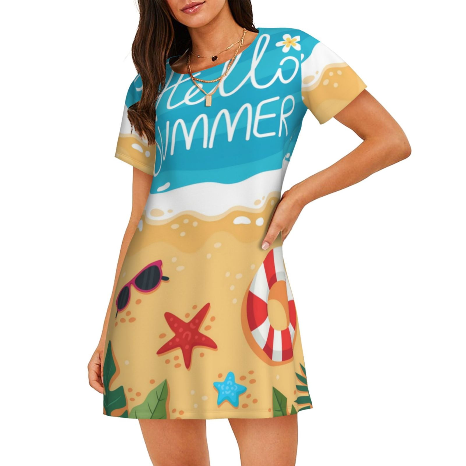 Bixox Hello Summer1 Pattern Women's Nightgown, Soft & Breathable ...