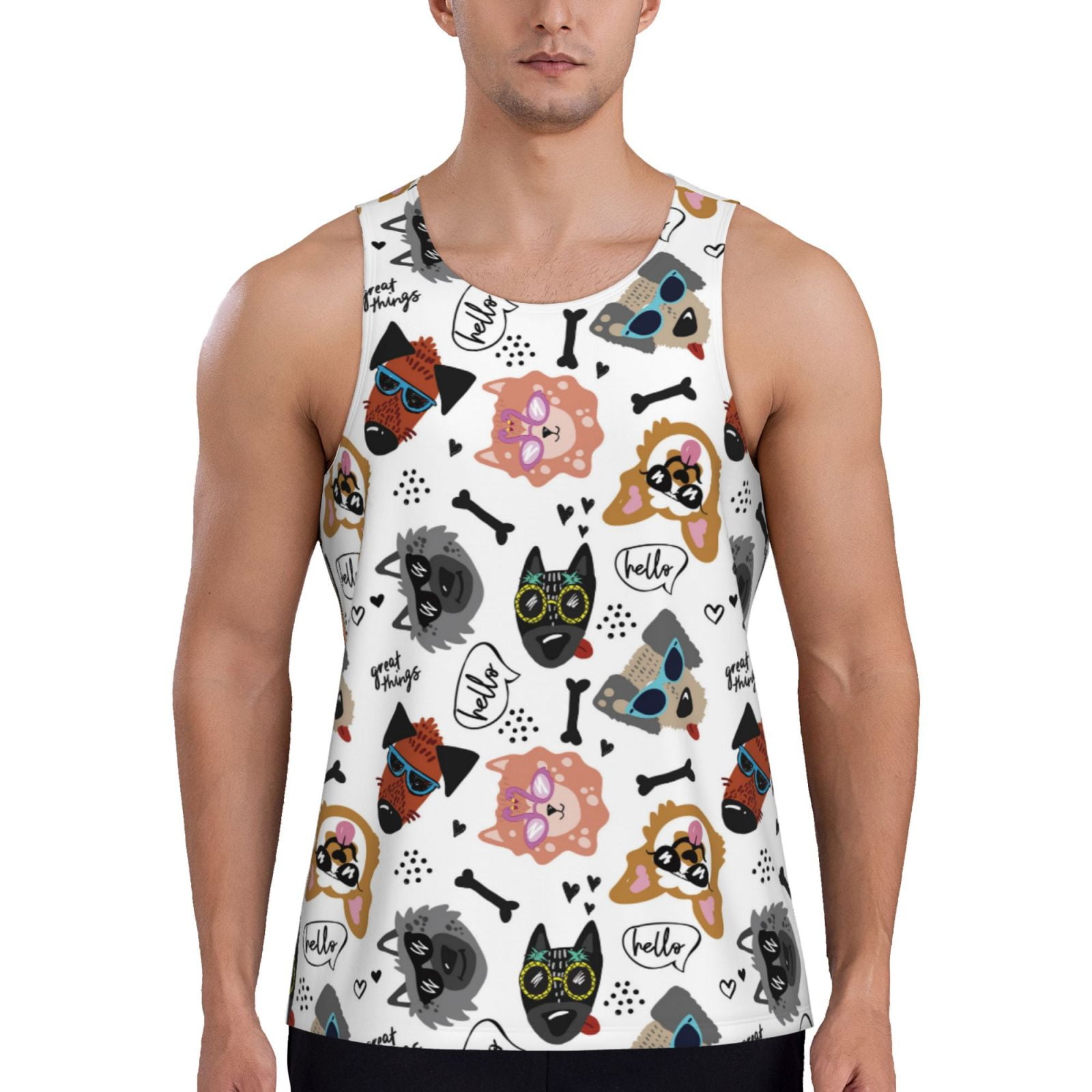 Bixox Hip Hop Dog Pattern Men's Gym Tank Tops Workout Sleeveless T ...