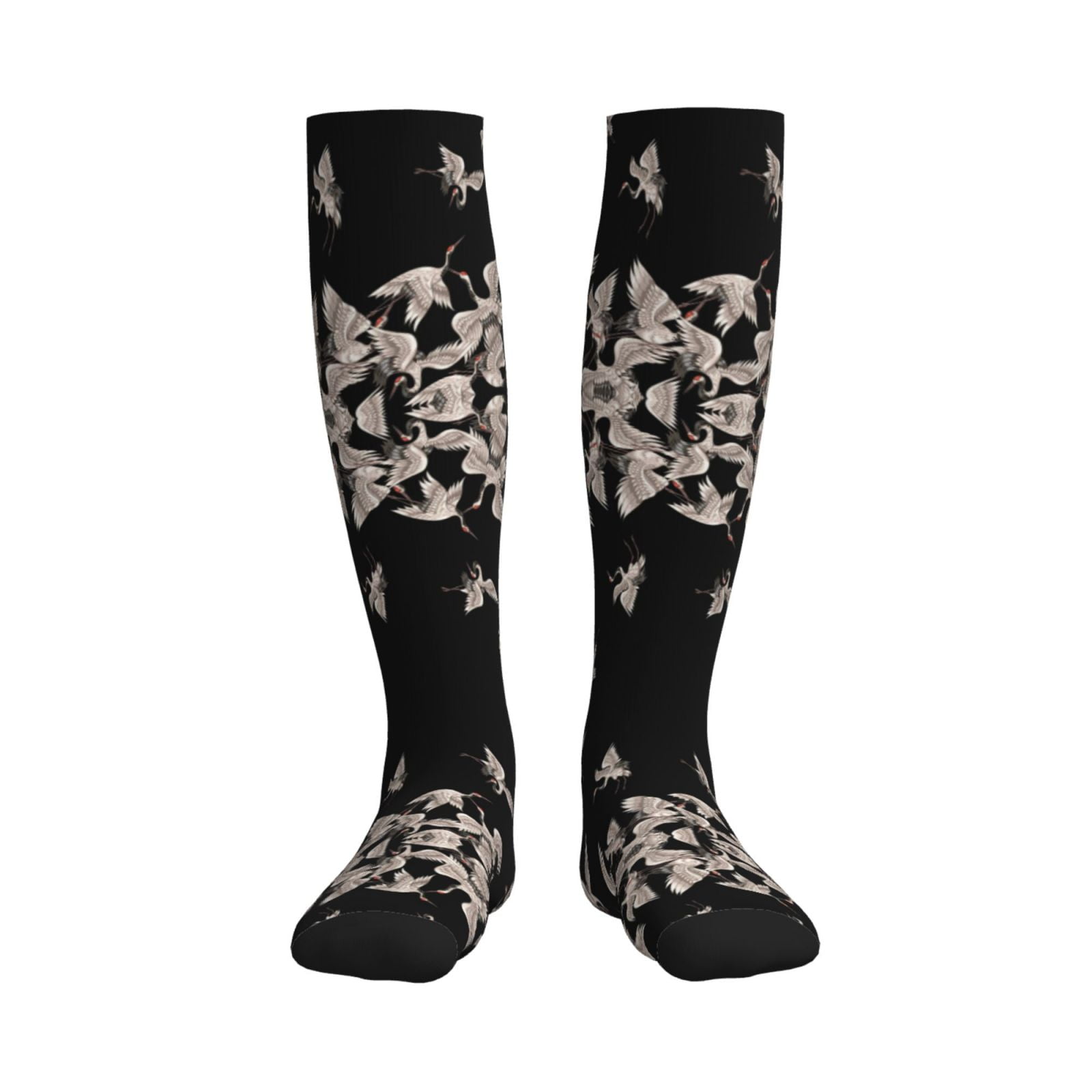 Bixox Japanese White Crane Print Compression Socks,Compression Socks ...