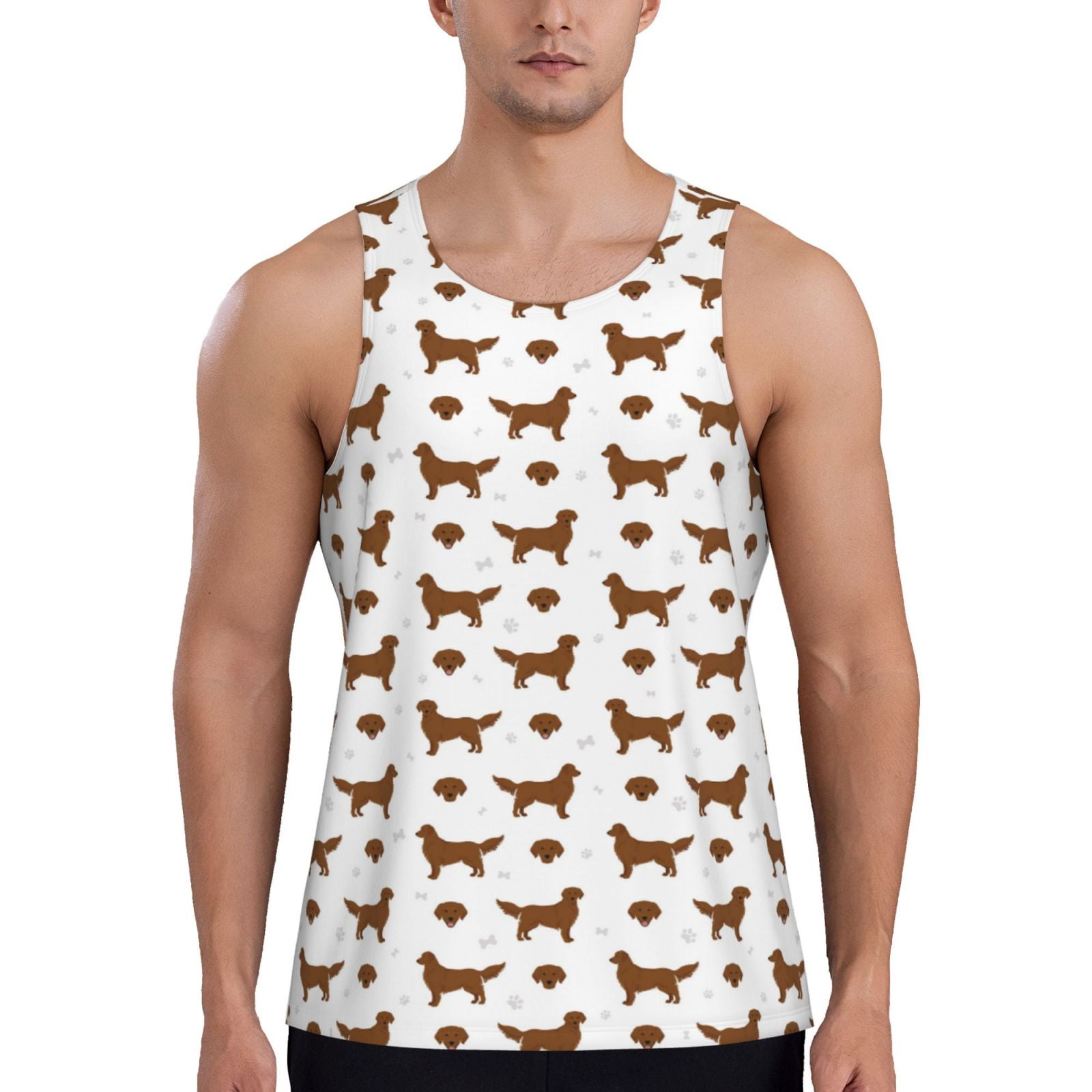 Bixox Labrador Retriever Dog Pattern Men's Gym Tank Tops Workout ...