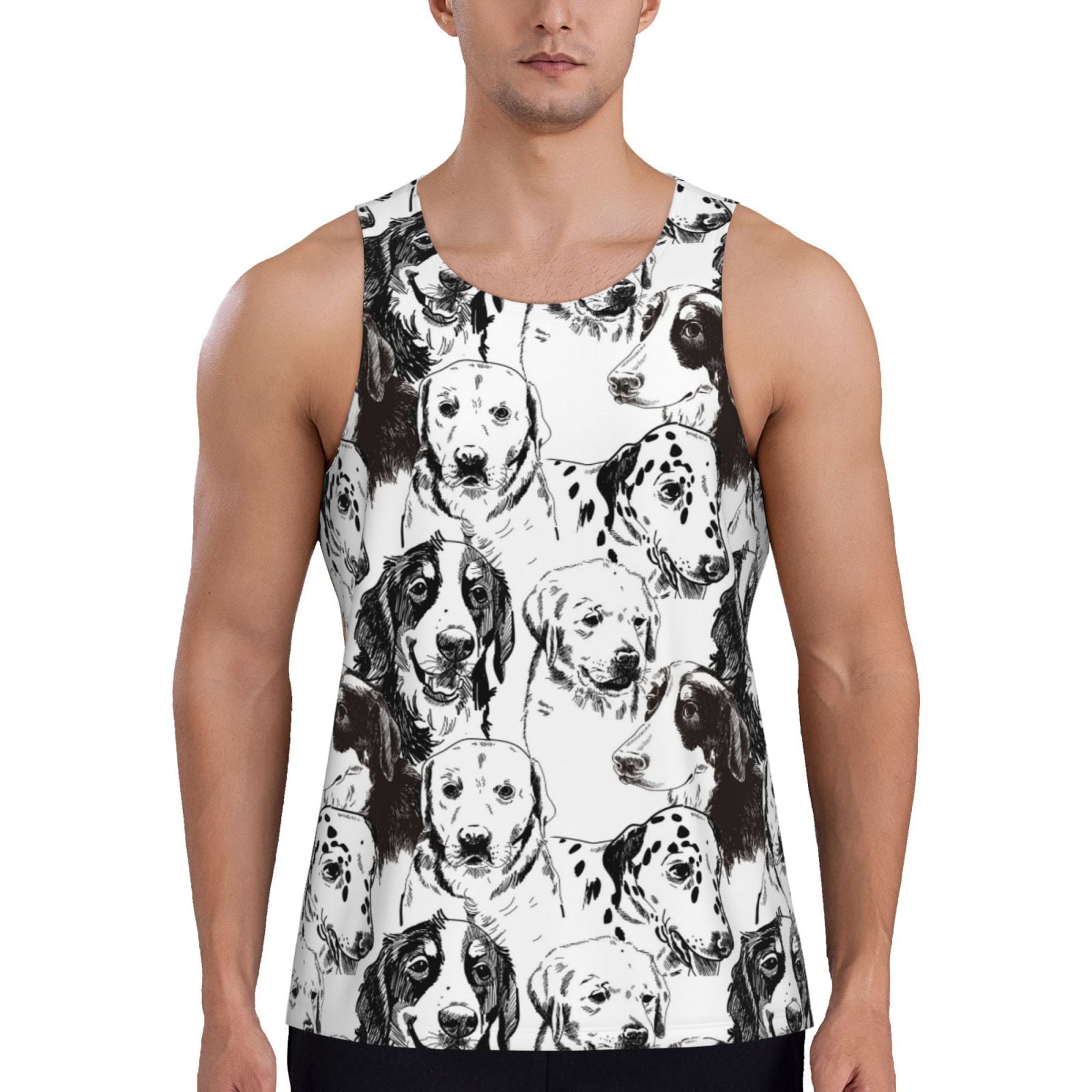 Bixox Labrador Retriever Dog Pattern Men's Gym Tank Tops Workout ...