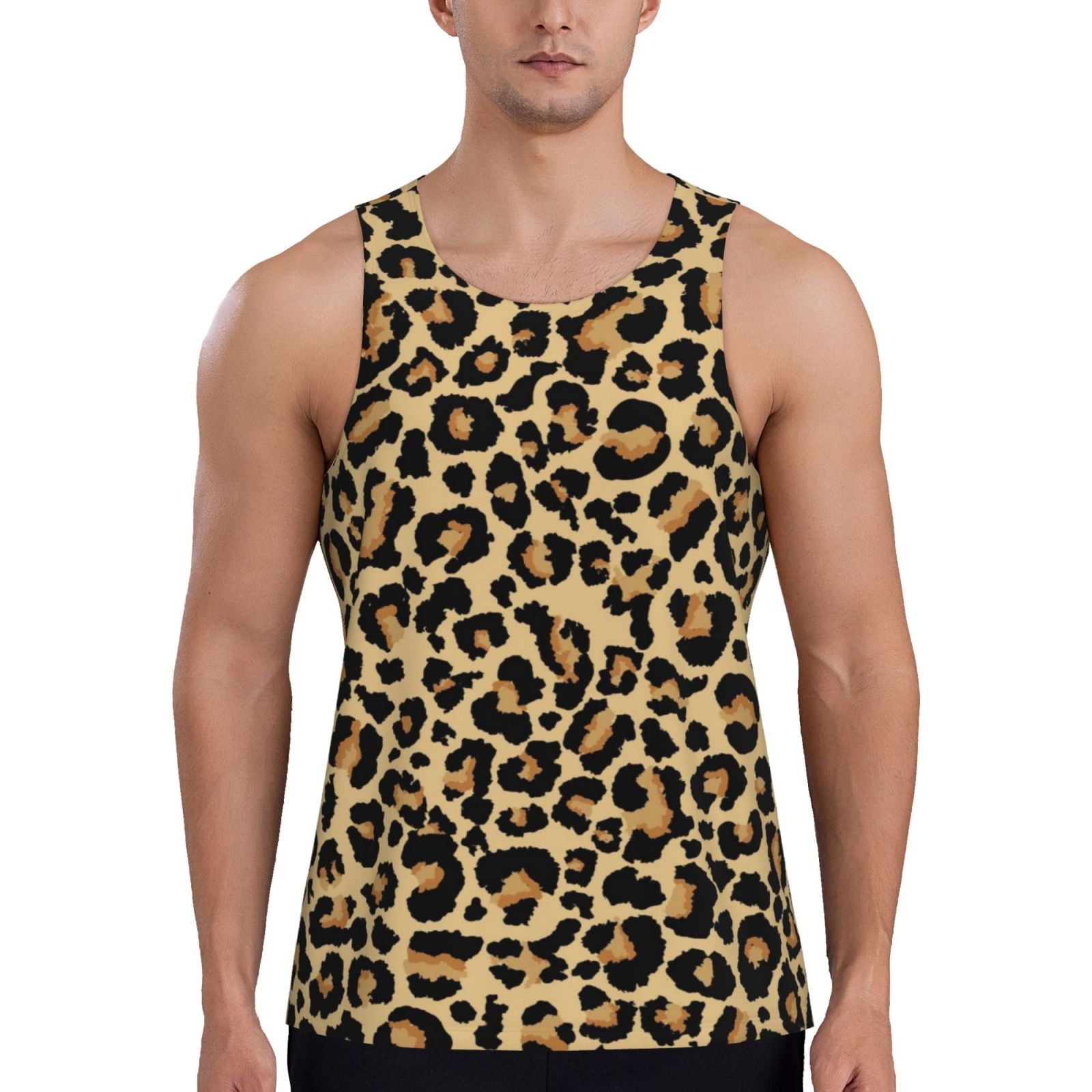 Bixox Leopard Print Pattern Men's Gym Tank Tops Workout Sleeveless T ...