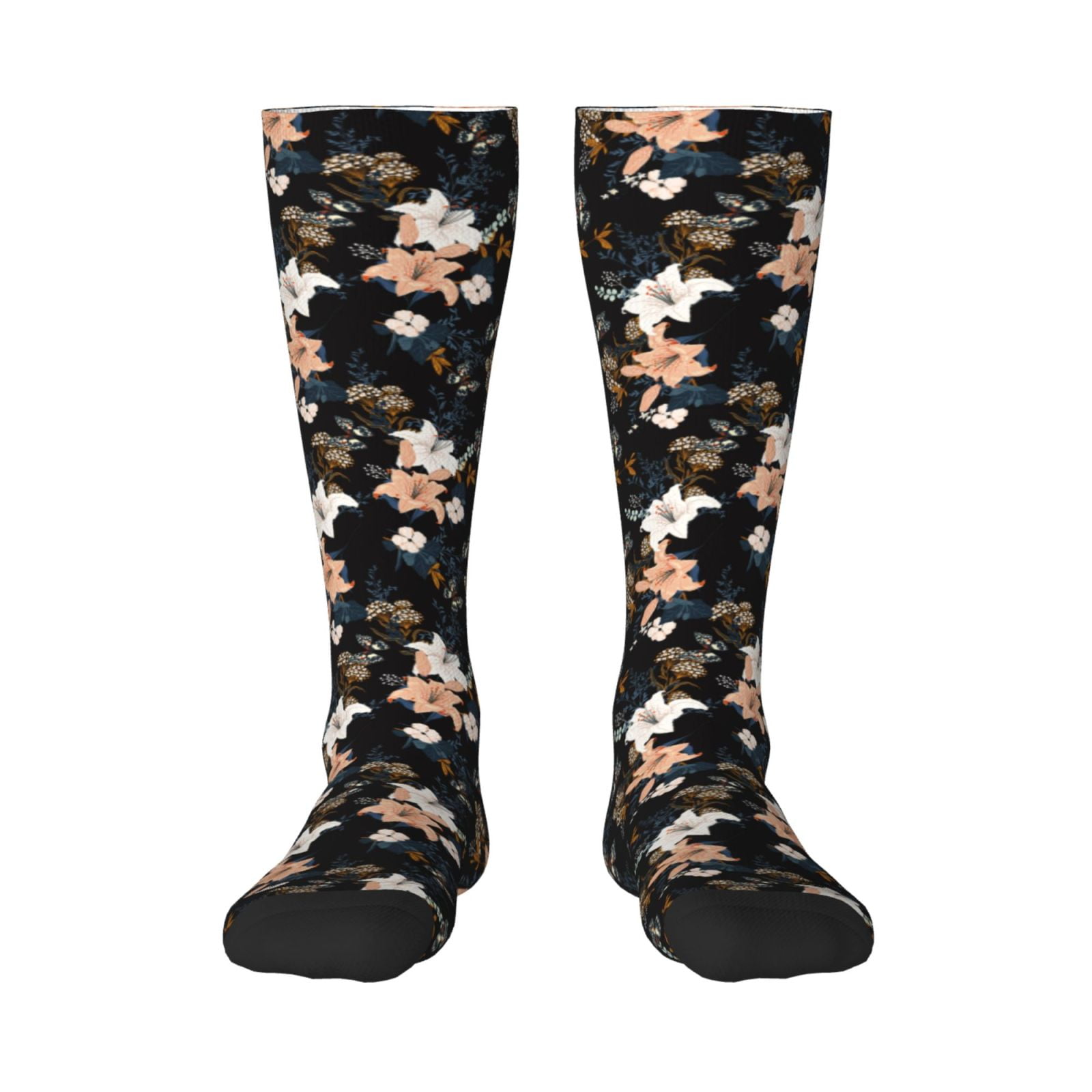 Bixox Lilies Flowers Patterned Men's and Women's Knee Socks High Socks ...