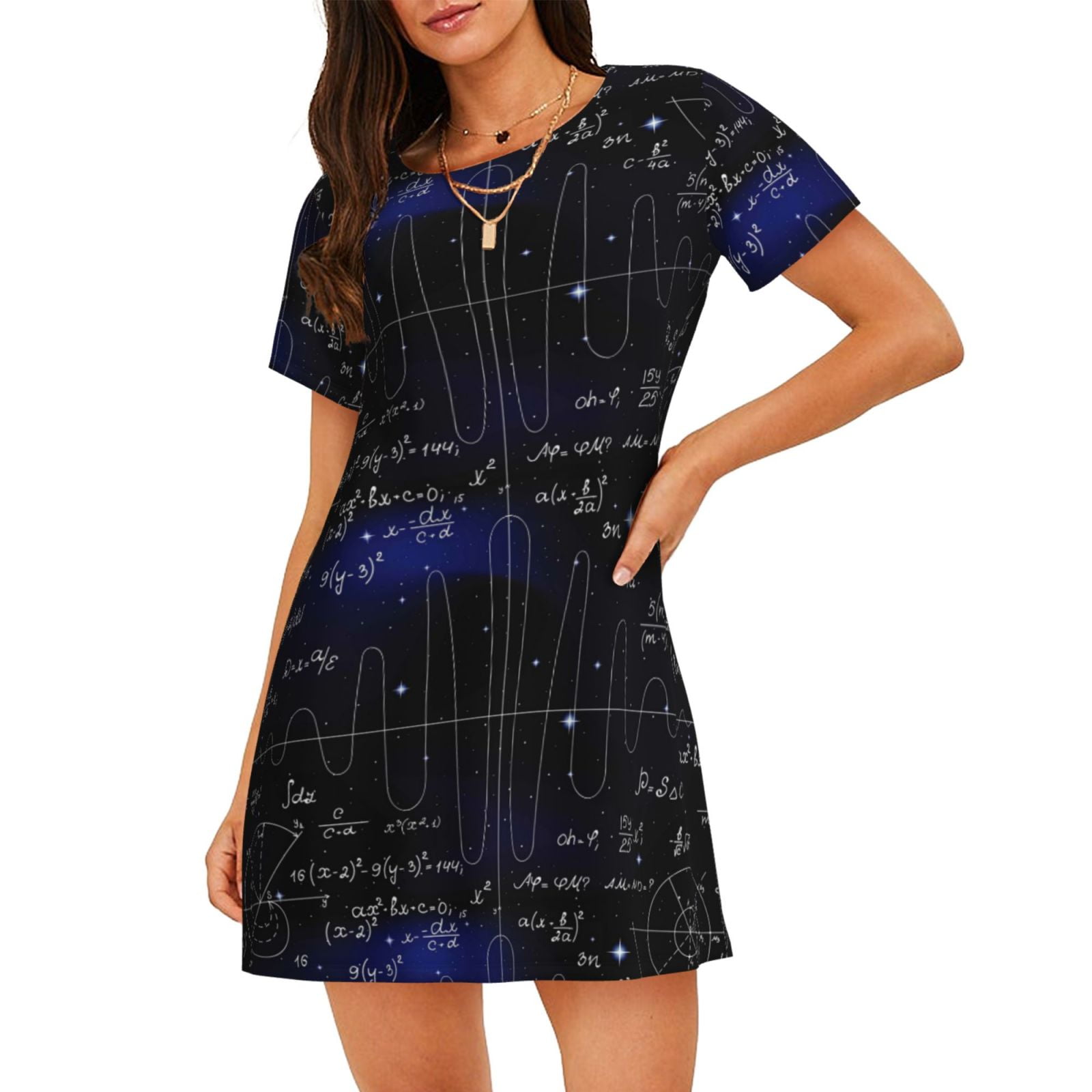 Bixox Mathematica Science Pattern Women's Nightgown, Soft & Breathable ...