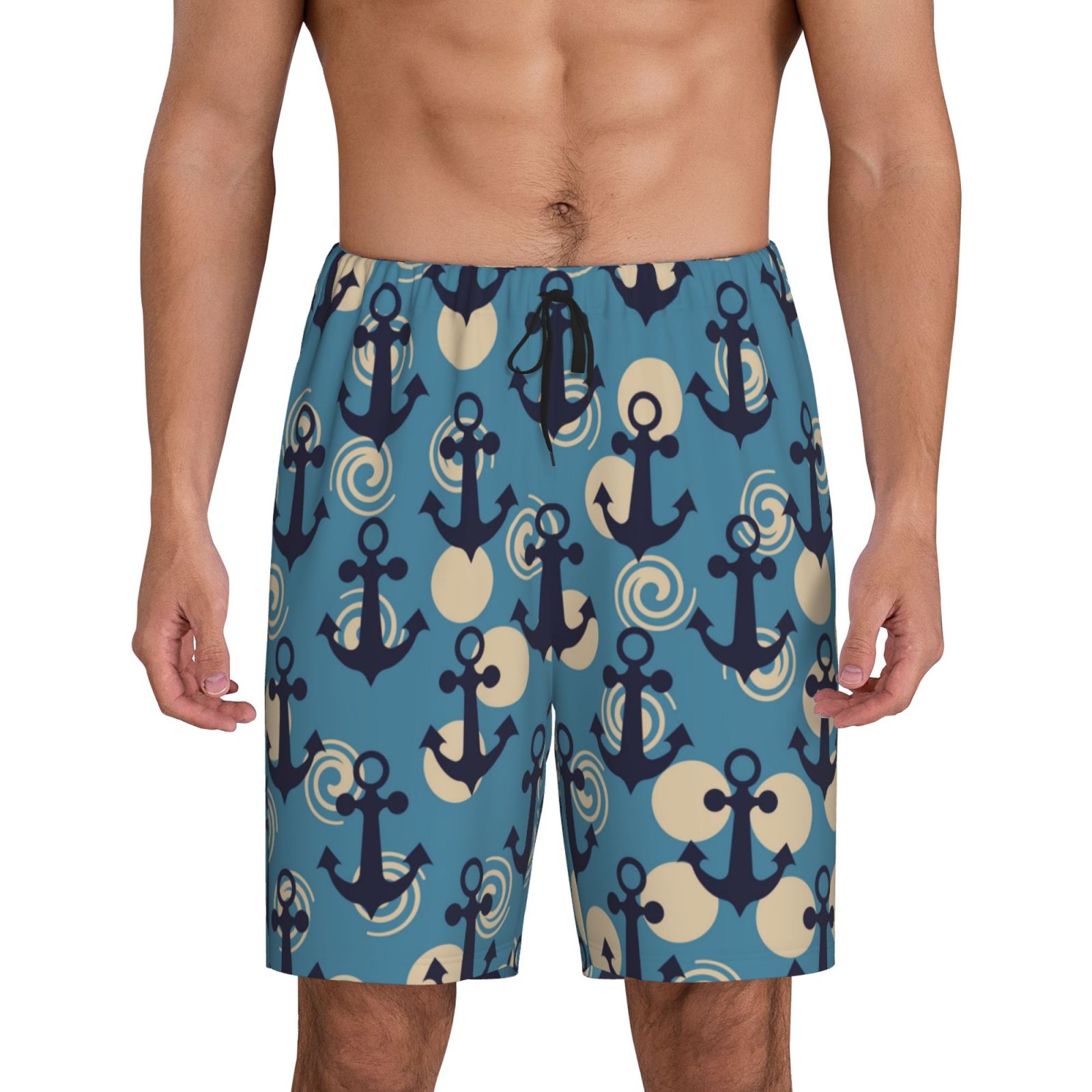 Bixox Men's Anchors printed lightweight casual shorts, soft sleep ...