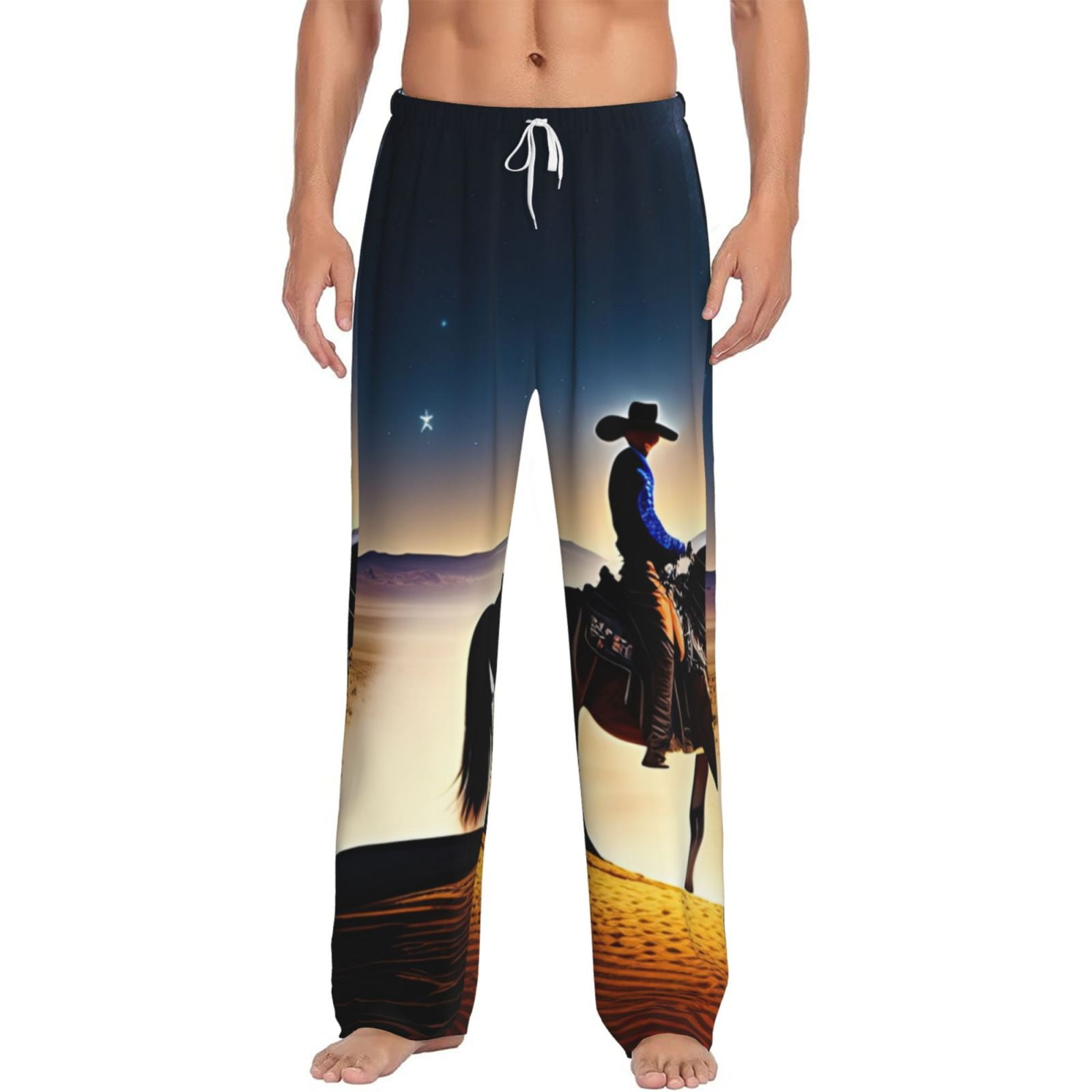 Bixox Men's Azure Sky Western Desert Cowboy Patterned Pajama Pants with ...