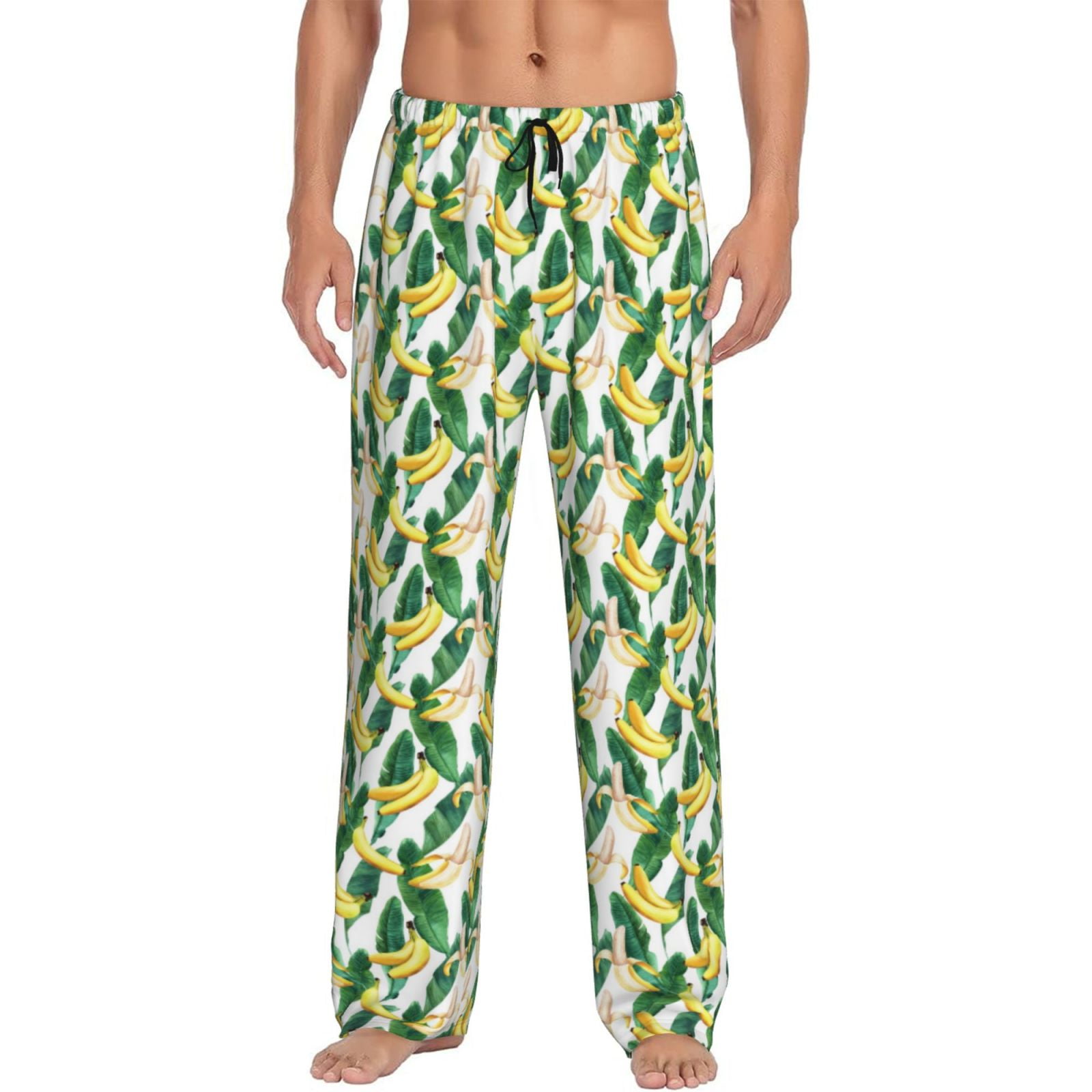 Bixox Men's Banana Tree Leaves Patterned Pajama Pants with Pockets ...