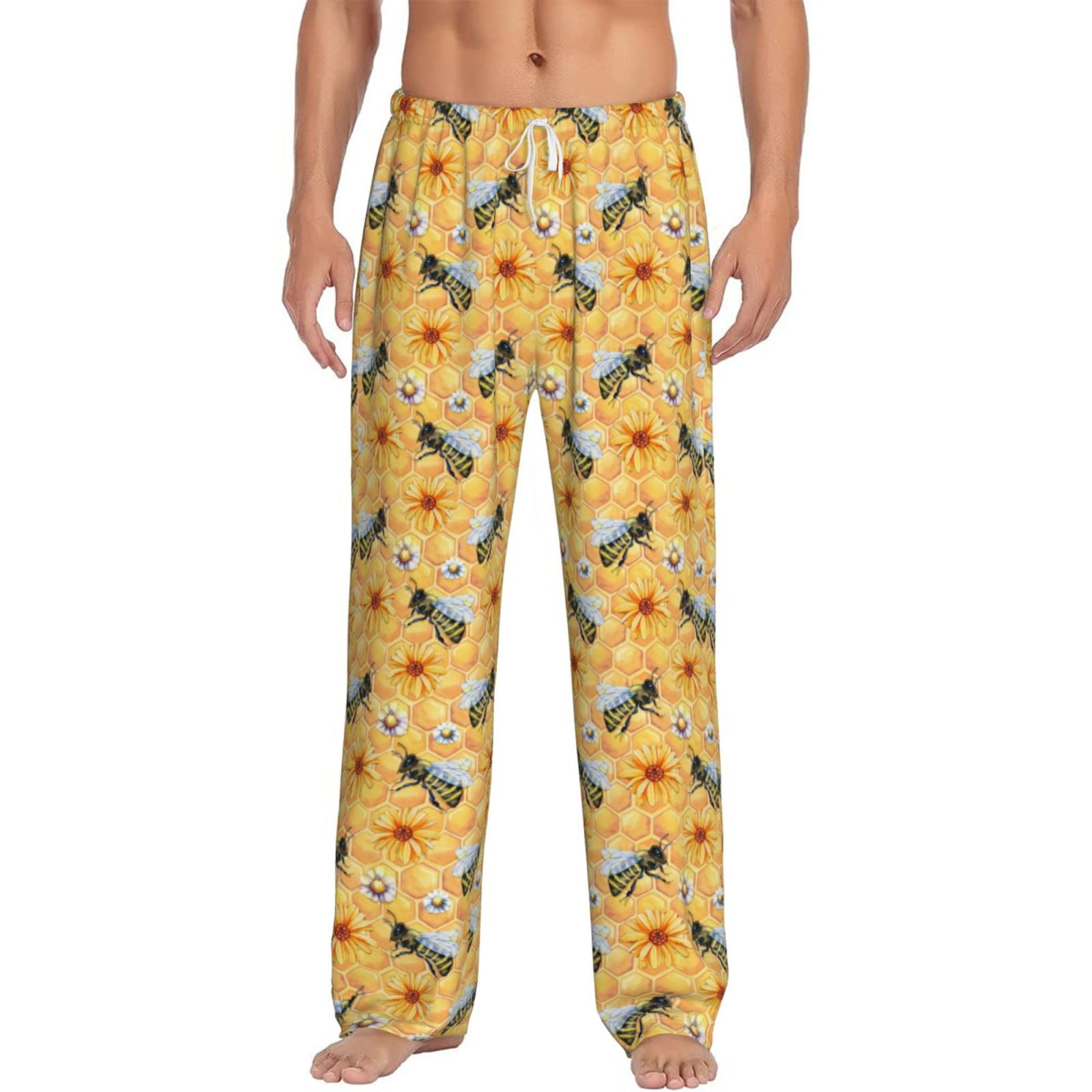 Bixox Men's Bee Wasp Patterned Pajama Pants with Pockets Lounge Clothes ...