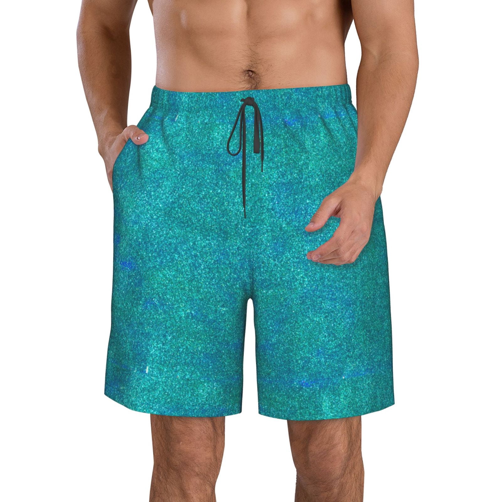 Bixox Men's Blue Green Glitter printing Casual Classic Fit Short Summer ...