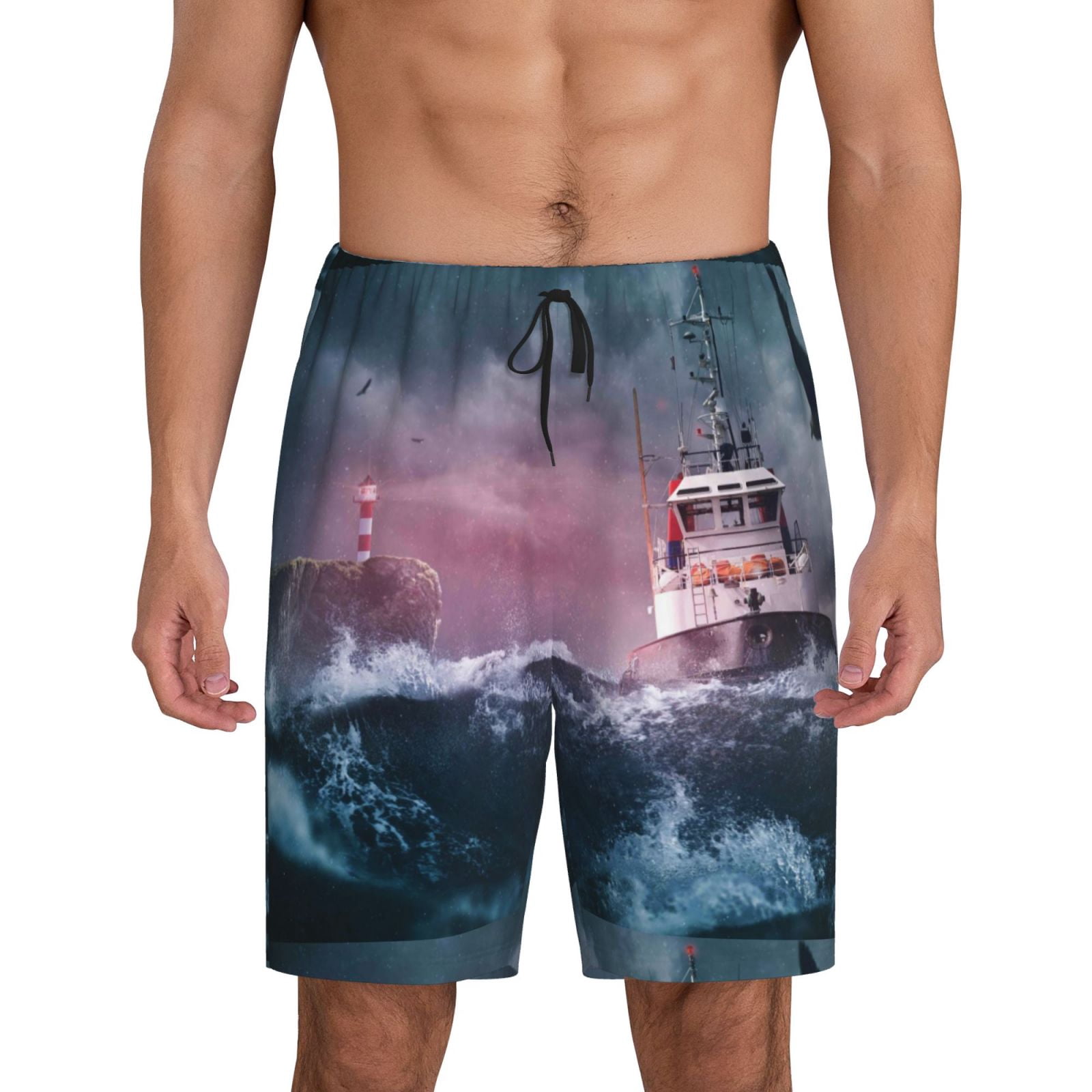 Bixox Men's Boat Lighthouse Storm Waves printed lightweight casual ...