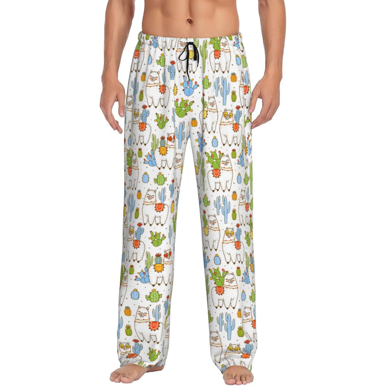 Bixox Men's Cactus Plants Patterned Pajama Pants with Pockets Lounge ...