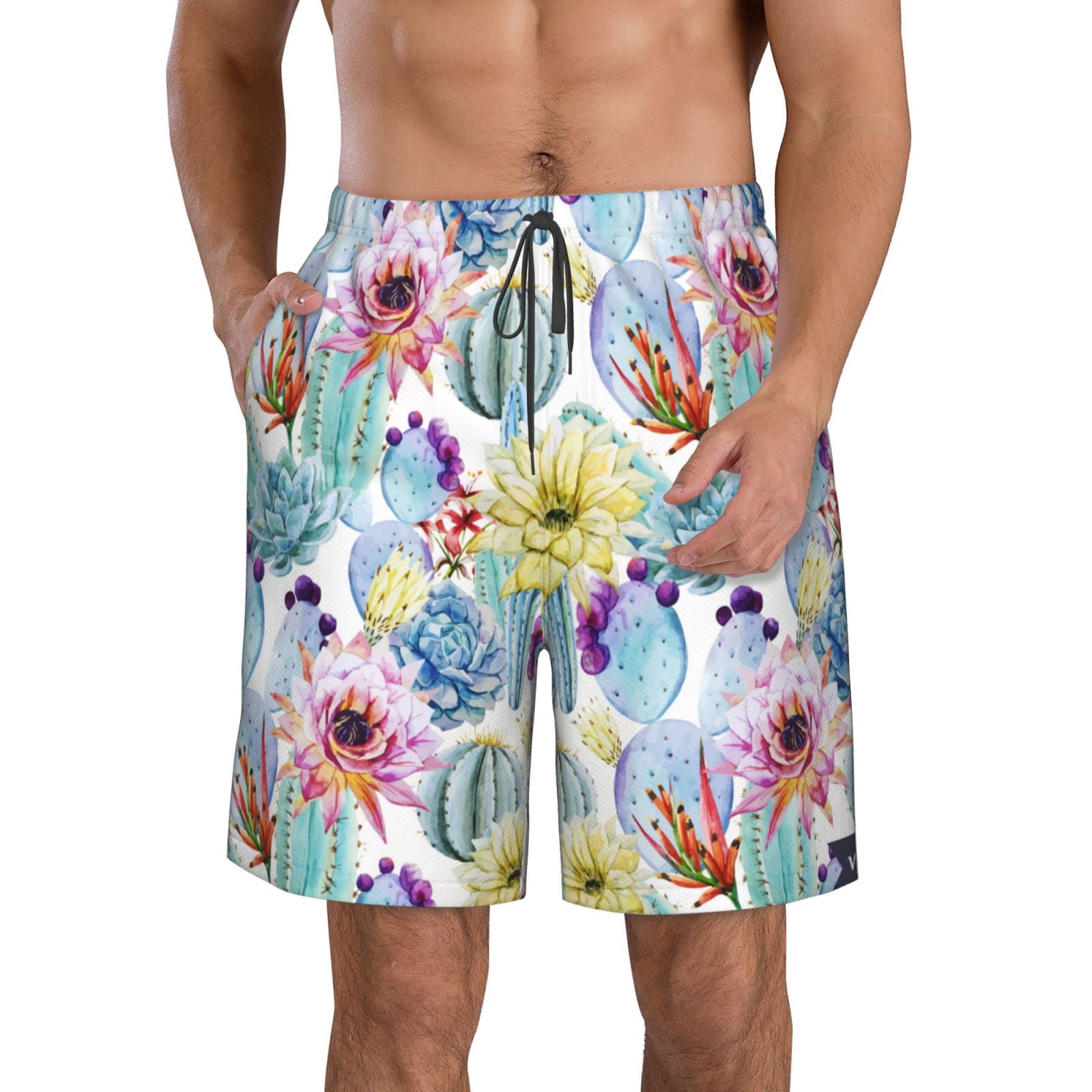 Bixox Men's Cactus1 printing Casual Classic Fit Short Summer Beach ...