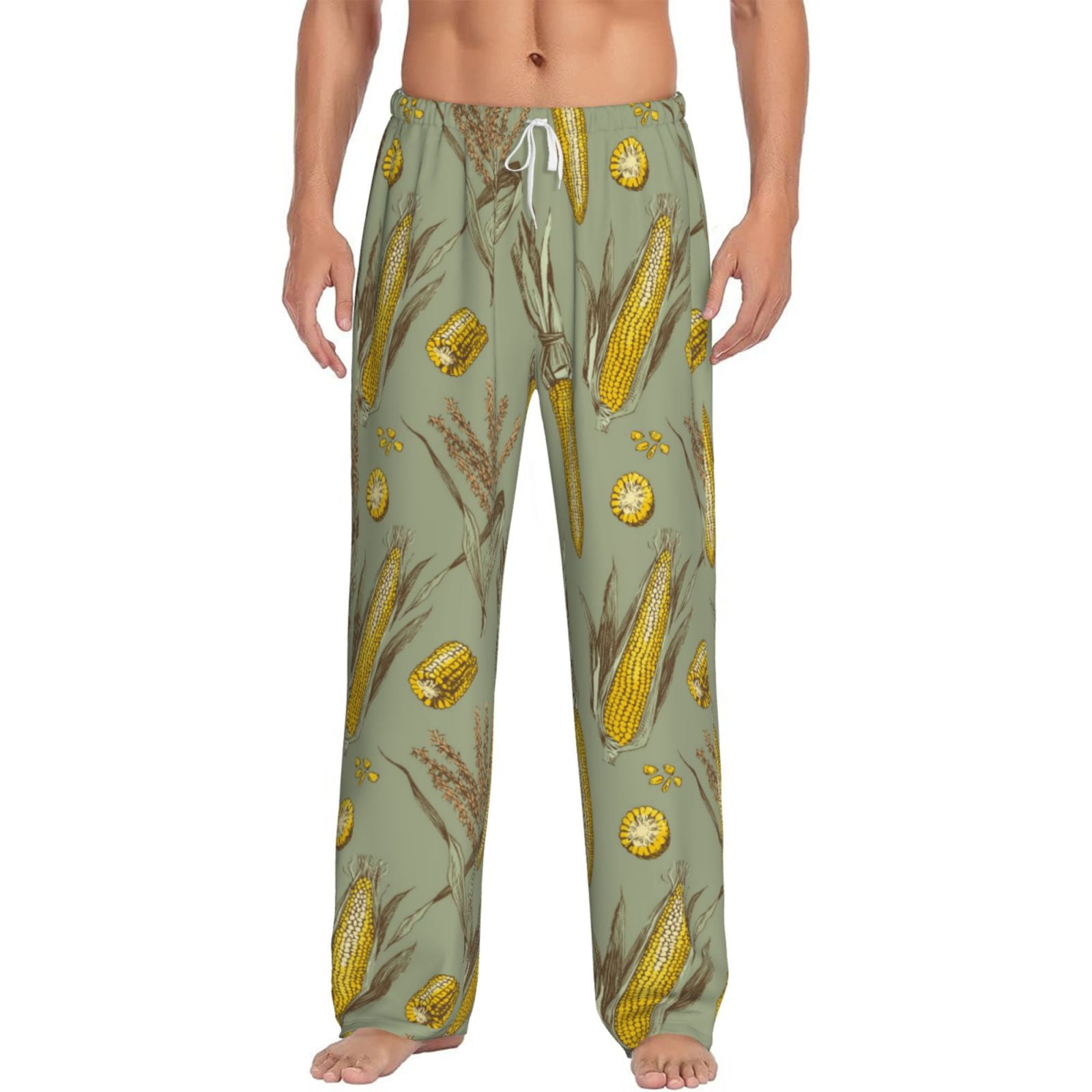 Bixox Men's Cartoon Corn and Wheat Patterned Pajama Pants with Pockets ...
