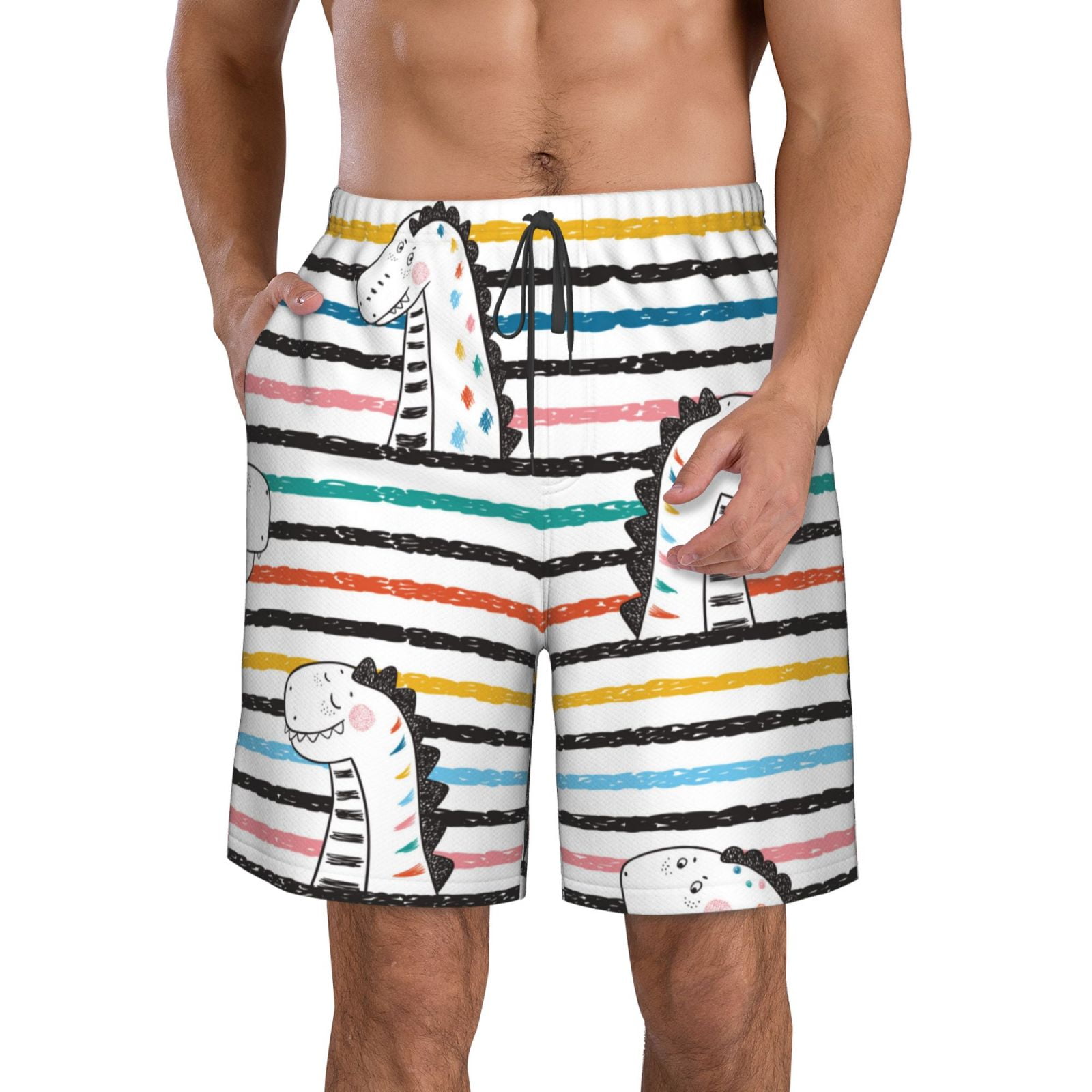 Bixox Men's Cartoon Dinosaurs printing Casual Classic Fit Short Summer ...