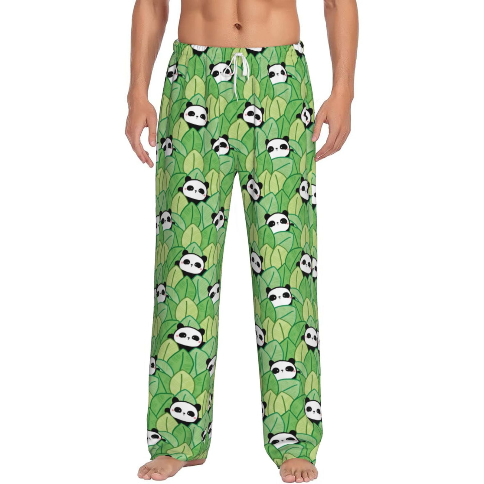 Bixox Men's Cartoon Panda And Leaf 1 Patterned Pajama Pants with ...