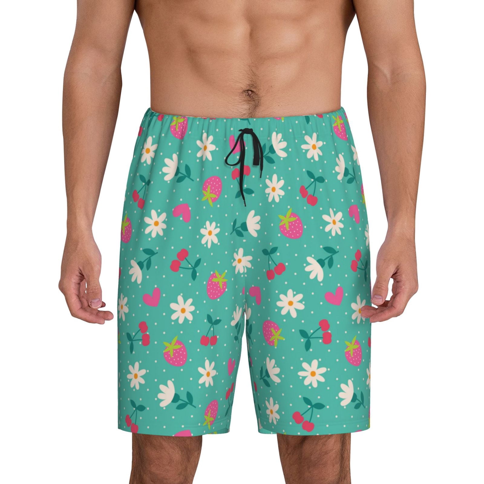 Bixox Men's Cherry Strawberry Floral printed lightweight casual shorts ...