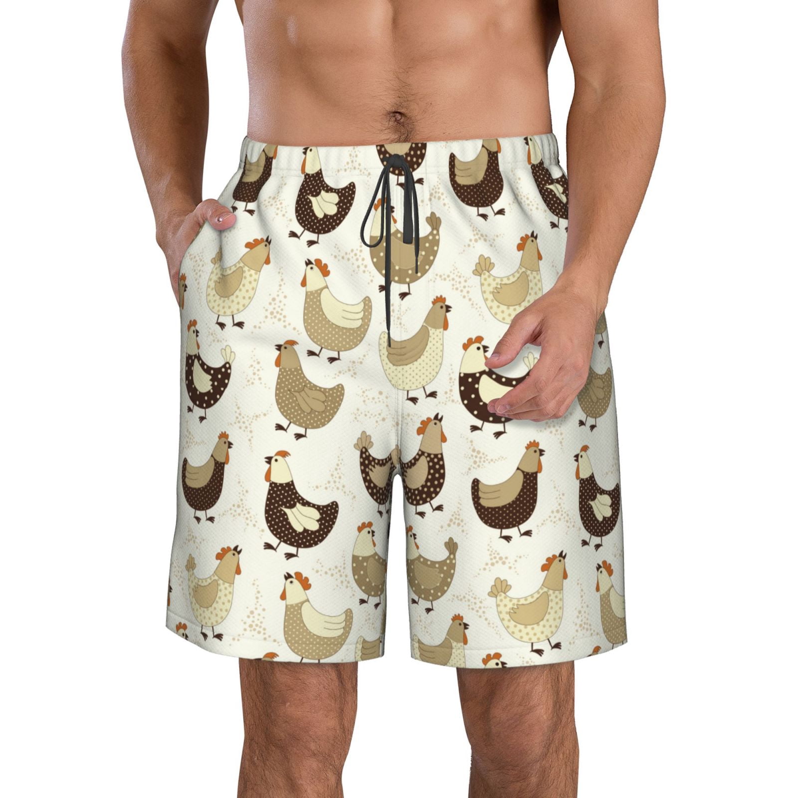 Bixox Men's Chicken Cartoon printing Casual Classic Fit Short Summer ...