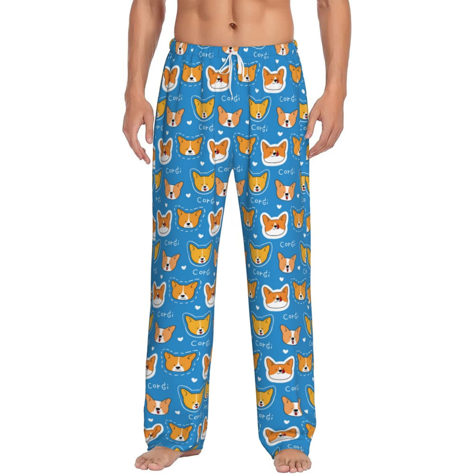 Bixox Men's Corgi Dog Face Patterned Pajama Pants with Pockets Lounge ...