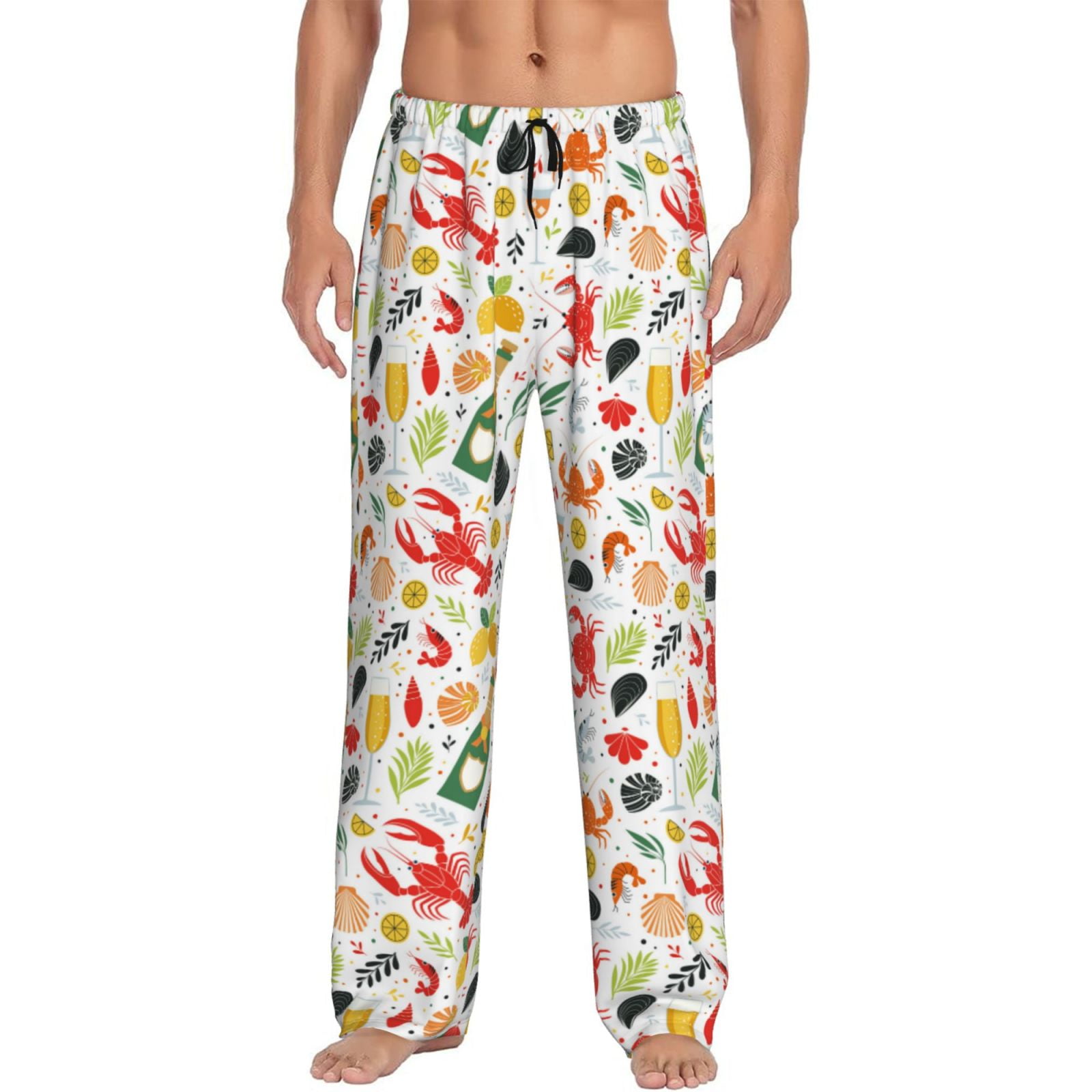 Bixox Men's Crabs Shrimps Patterned Pajama Pants with Pockets Lounge ...