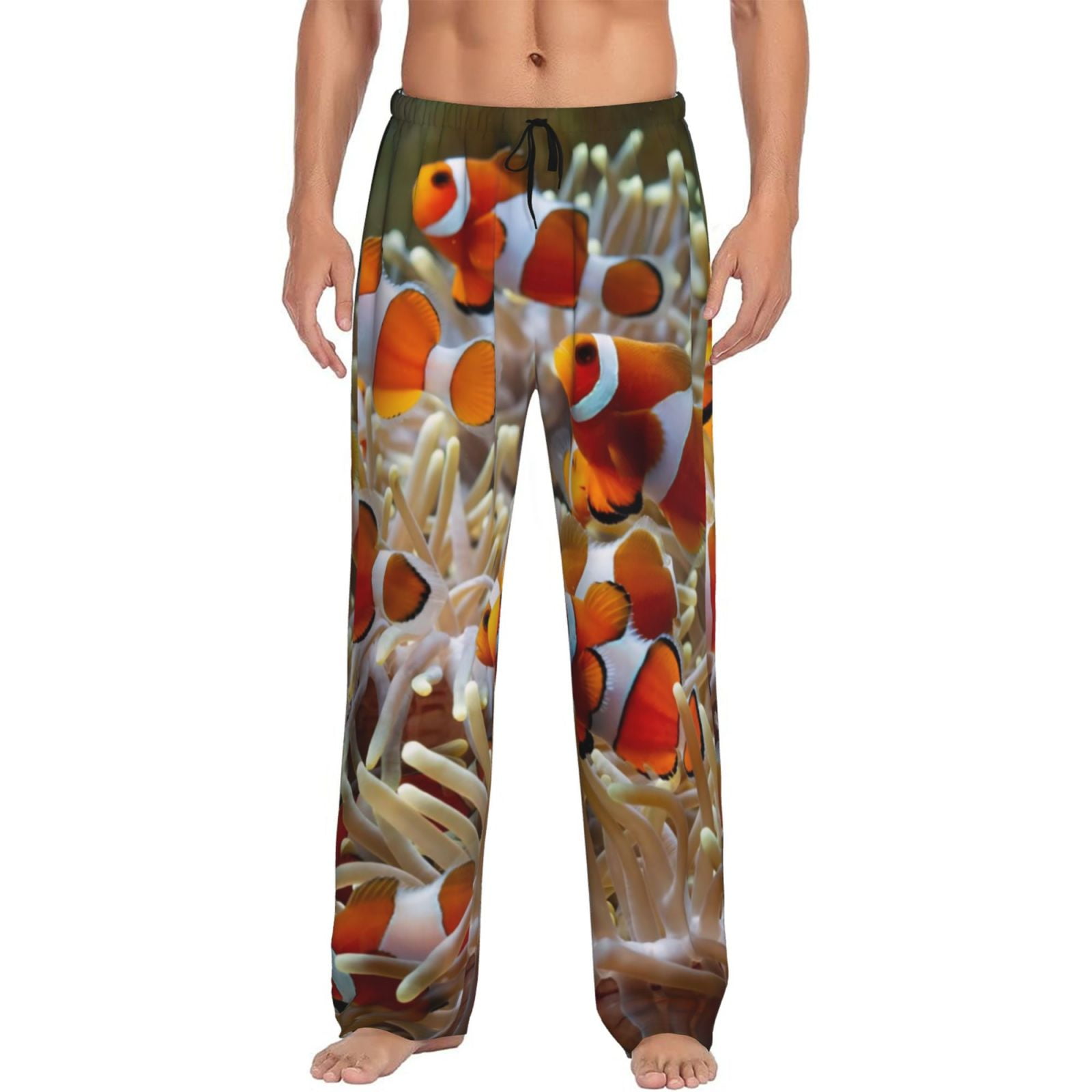 Bixox Men's Cute Anemone Fish Patterned Pajama Pants with Pockets ...