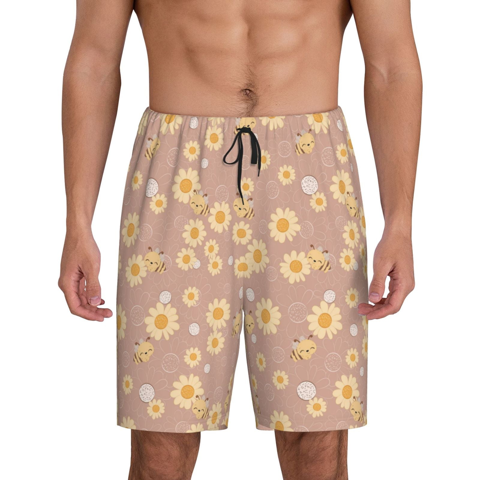 Bixox Men's Cute Bee printed lightweight casual shorts, soft sleep ...