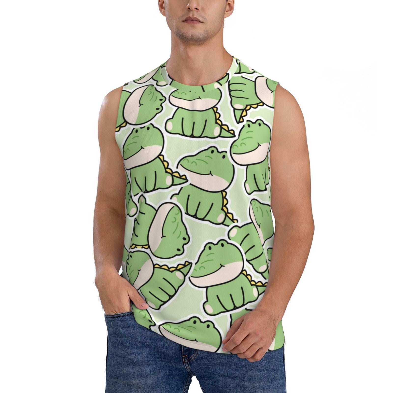 Bixox Men's Cute Crocodile Printed Shirt Sleeveless Fitness Tank Top-X ...