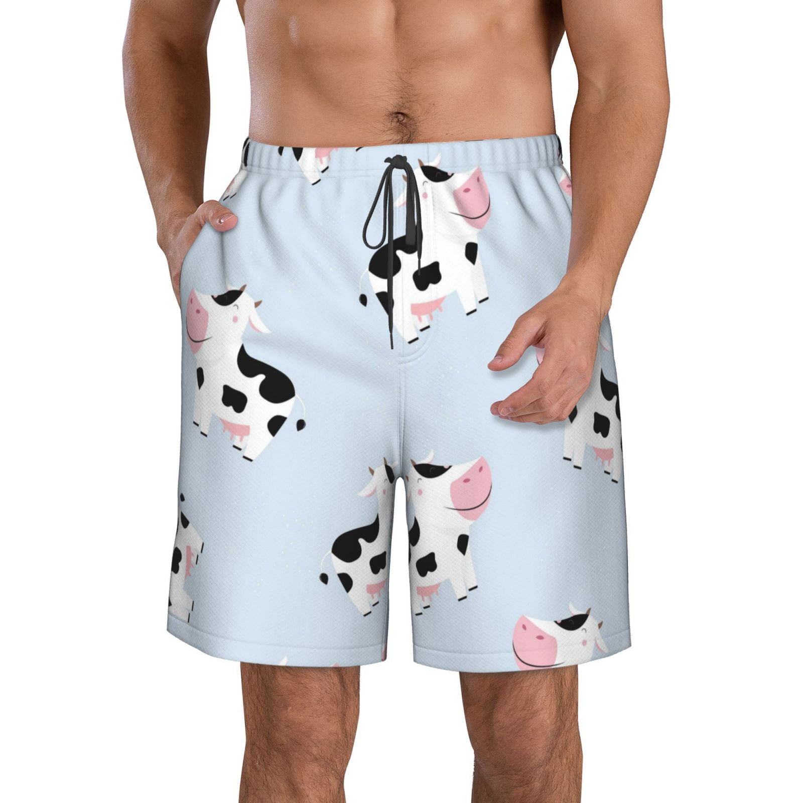 Bixox Men's Cute Farm Cow printing Casual Classic Fit Short Summer ...