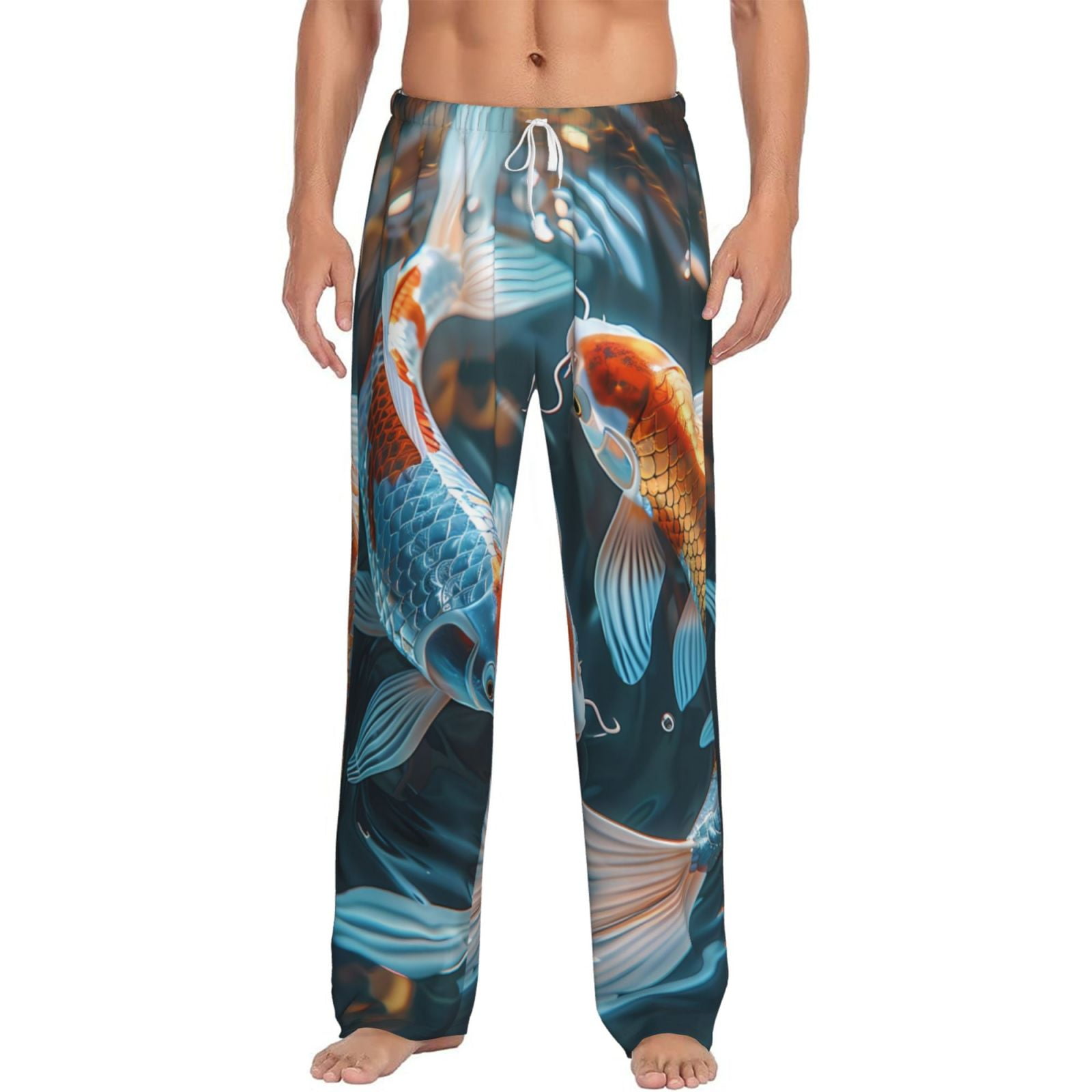 Bixox Men's Cute Koi Fish Serenity Patterned Pajama Pants with Pockets ...