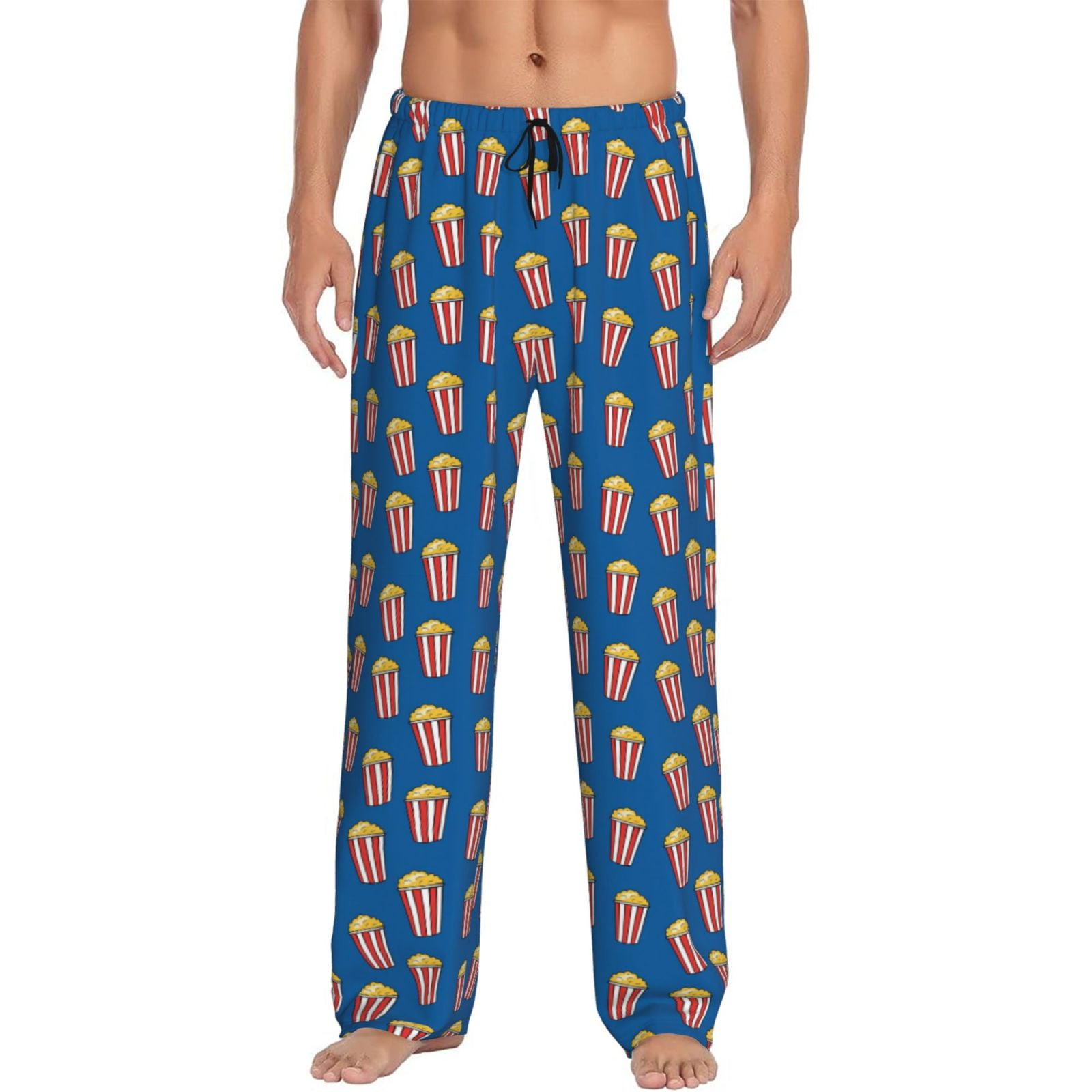 Bixox Men's Cute Popcorn Patterned Pajama Pants with Pockets Lounge ...