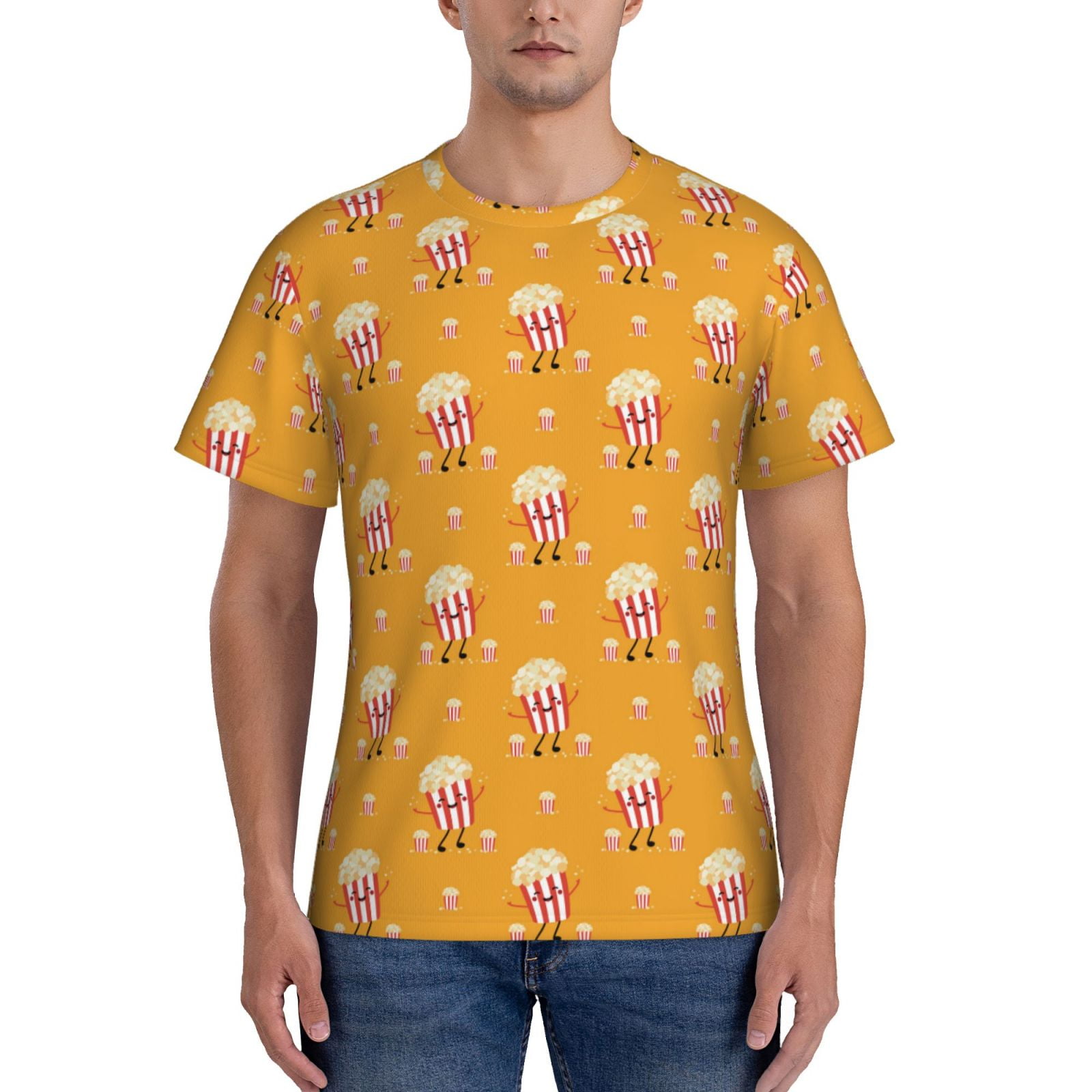Bixox Men's Cute Popcorn Printed Short Sleeve Skinny Athletic T-Shirt ...
