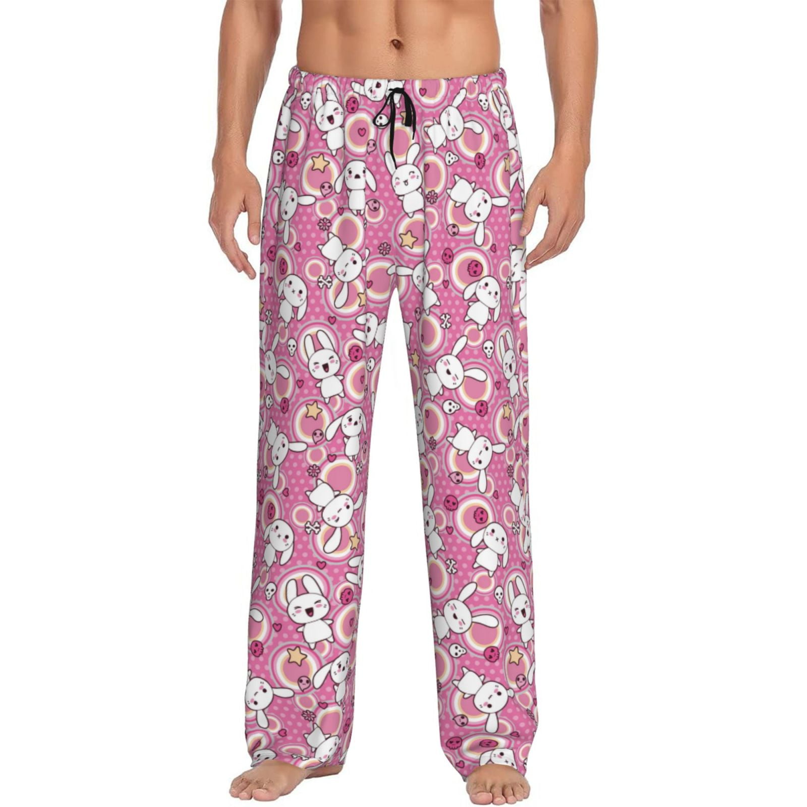 Bixox Men's Cute Rabbit Patterned Pajama Pants with Pockets Lounge ...